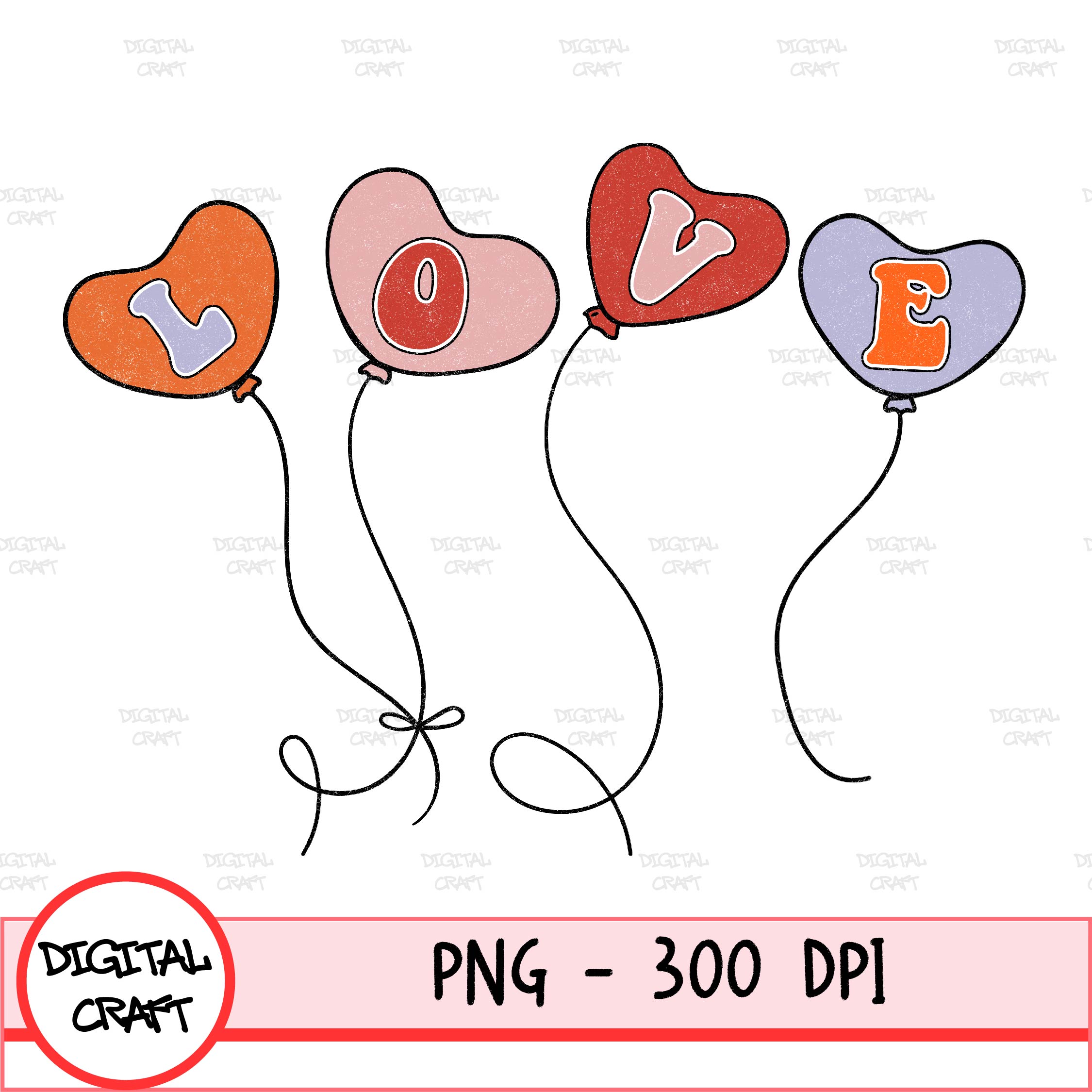 Balloons Png,Valentine's Day Sublimation Digital Design Down | Inspire ...