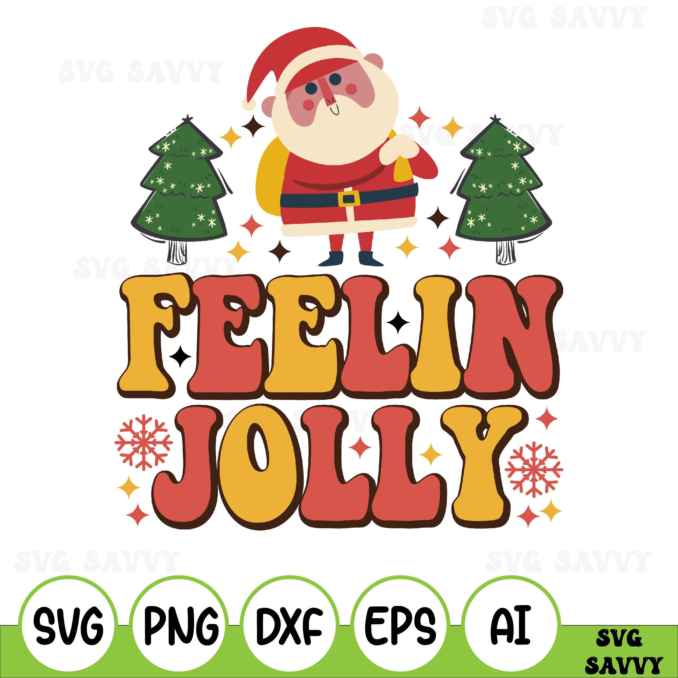 Feelin' Jolly Svg Christmas Svg, Santa Christmas Svg, Retro | Inspire ...