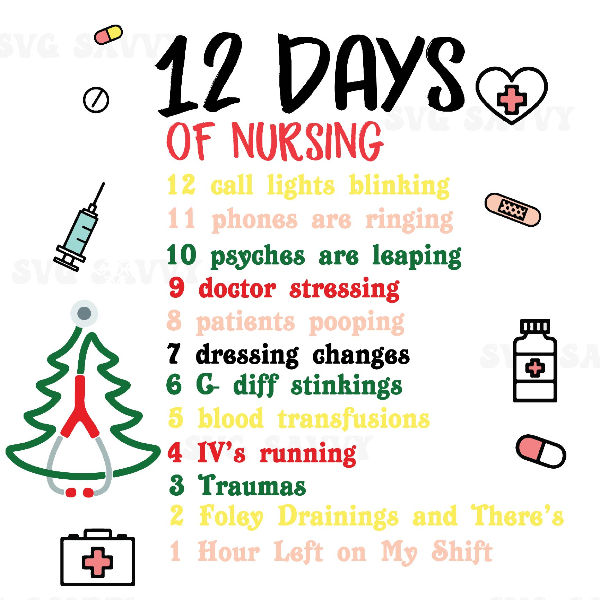 12 Days Of Nursing Svg, Christmas Nurse Svg, Christmas Cna S | Inspire ...