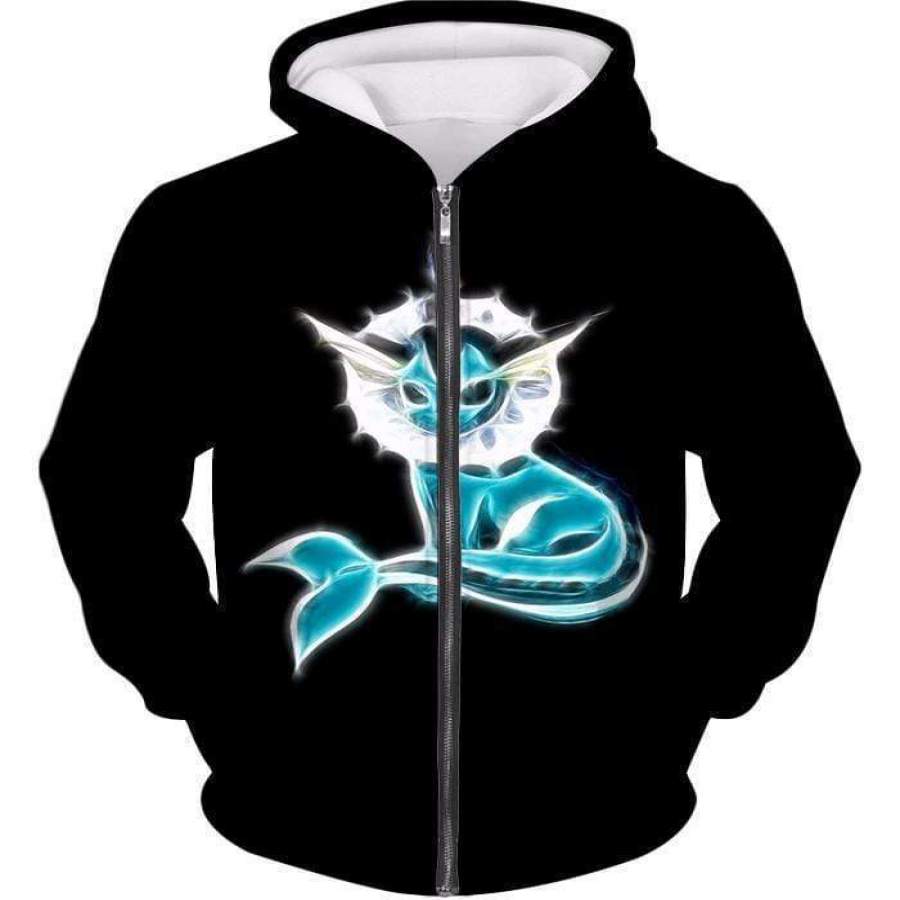 Pokemon Cool Eevee Water Evolution Vaporeon Black Zip Up Hoo | Inspire ...