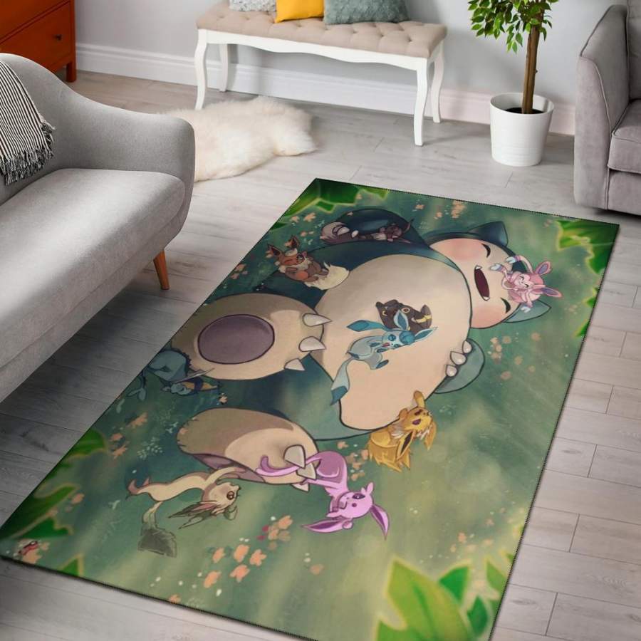 SNORLAX & EEVEELUTIONS NAP POKEMON AREA RUG CARPET | Inspire Uplift
