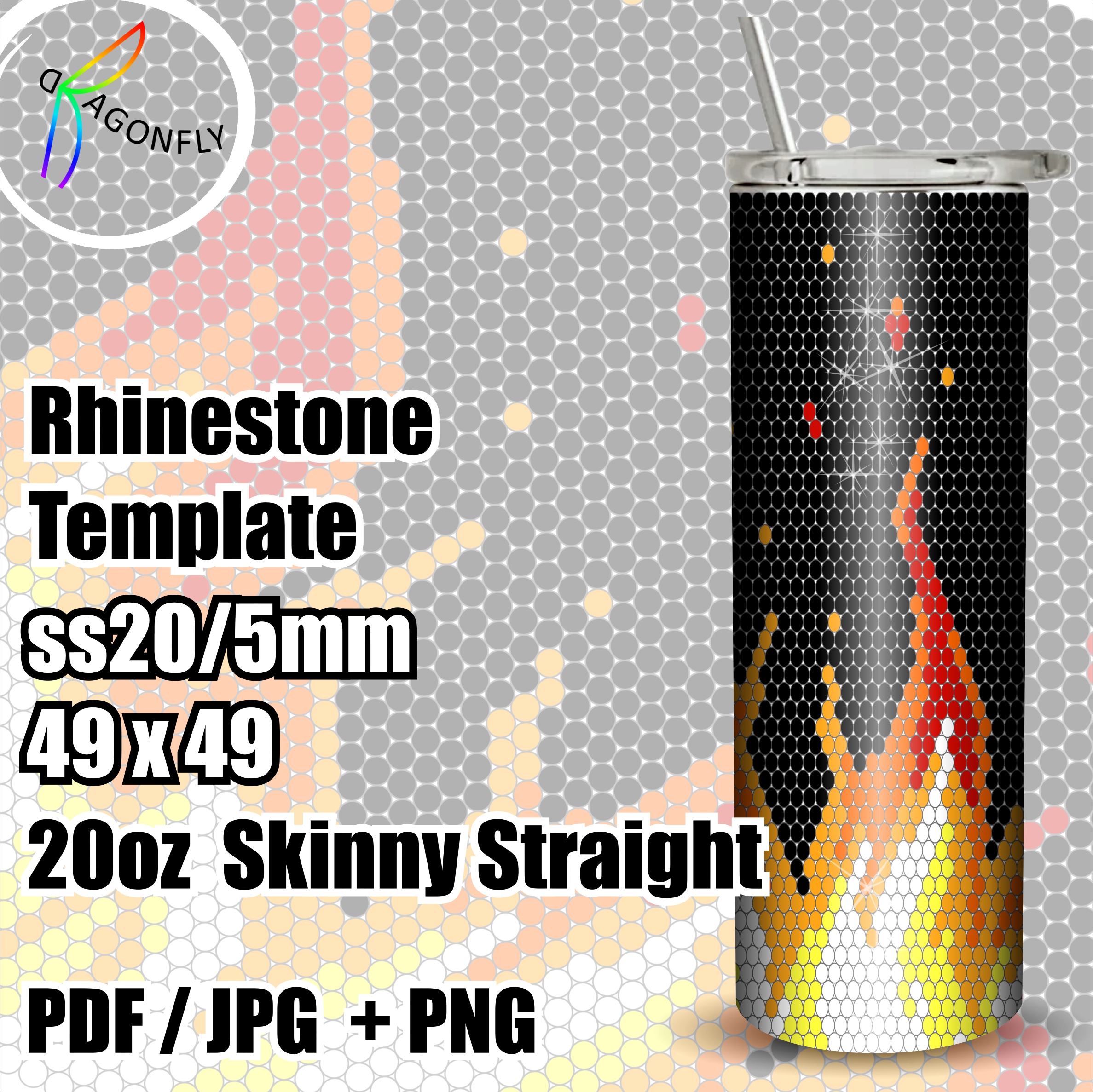 FIRE Rhinestone Tumbler Template, SS20 - 5mm, 49 x 49 stones | Inspire ...