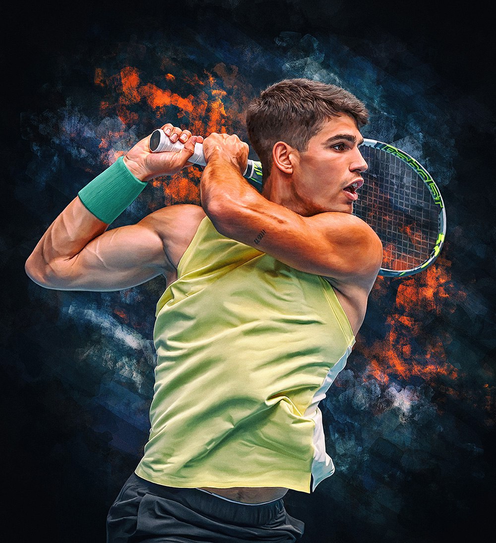 Carlos Alcaraz at Australian Open 2024. Digital artwork prin | Inspire ...