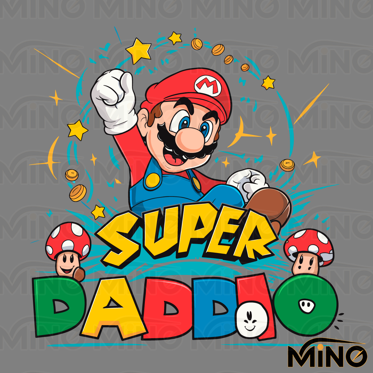 Fathers Day Super Daddio Mario SVG Digital Download Files | Inspire Uplift