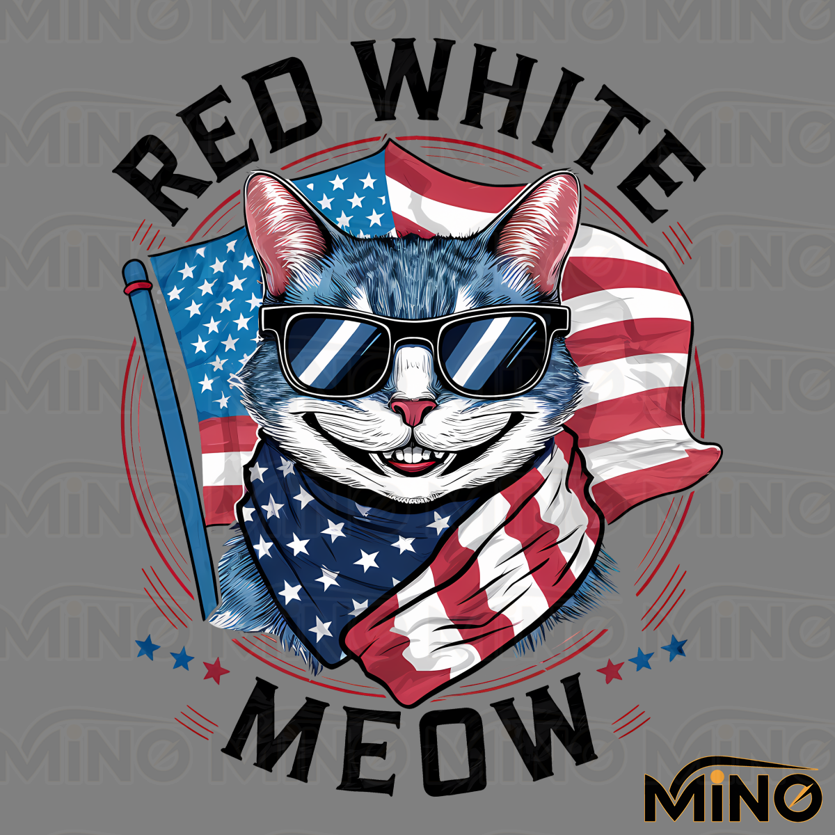 Red White And Meow America Flag PNG Digital Download Files | Inspire Uplift