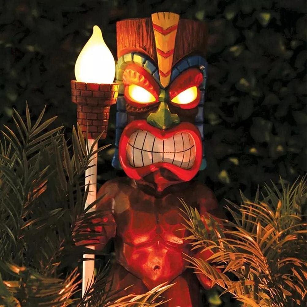 Tiki Totem Decor Hawaiian Party Solar Garden Patio Statues | Inspire Uplift