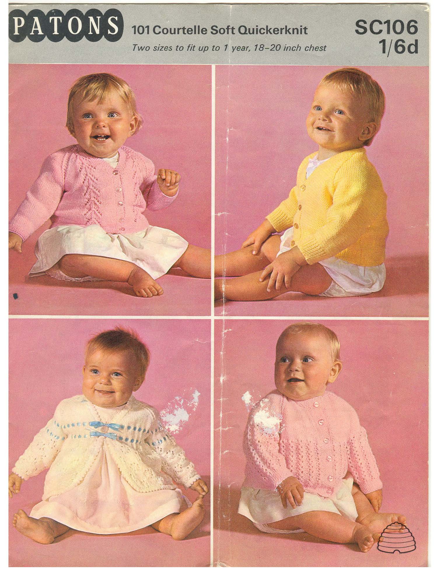 Vintage Knitting Pattern for Baby Cardigans Patons SC106 Bab | Inspire ...