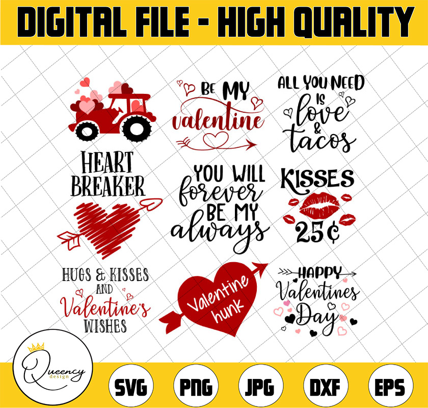 Valentines day bundle svg, 9 Valentines day svg designs, sv | Inspire ...