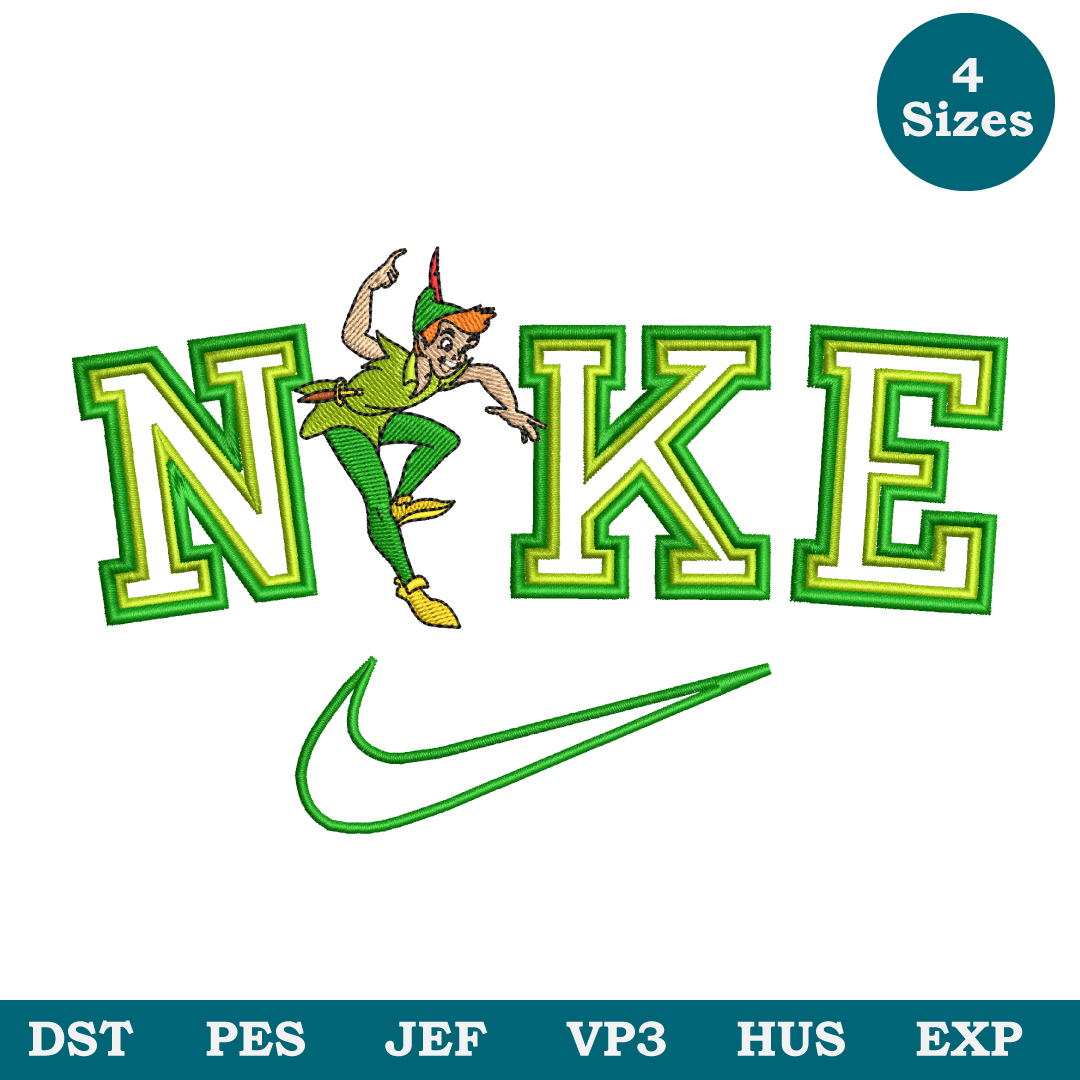 Neverland's Hero: Peter Pan Nike Machine Embroidery Design F - Inspire Uplift