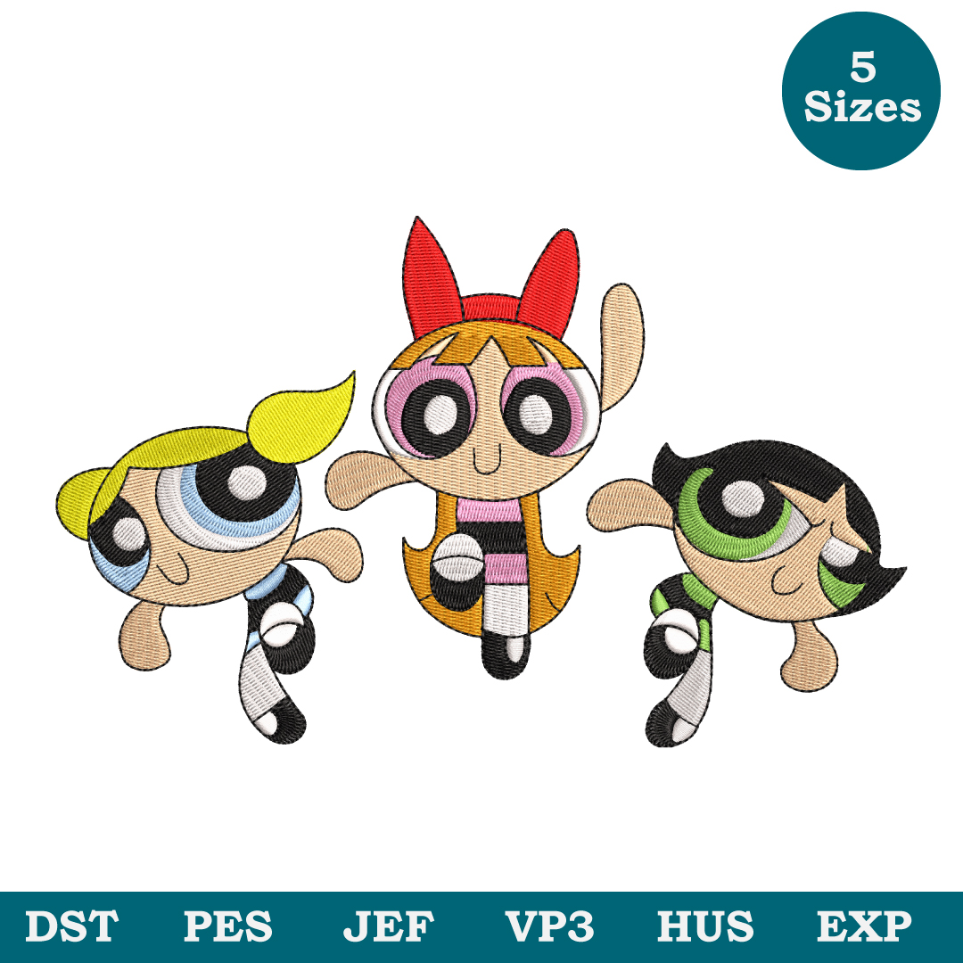 Cute Power Puff Girls Machine Embroidery Design 5 Sizes, Ca | Inspire ...