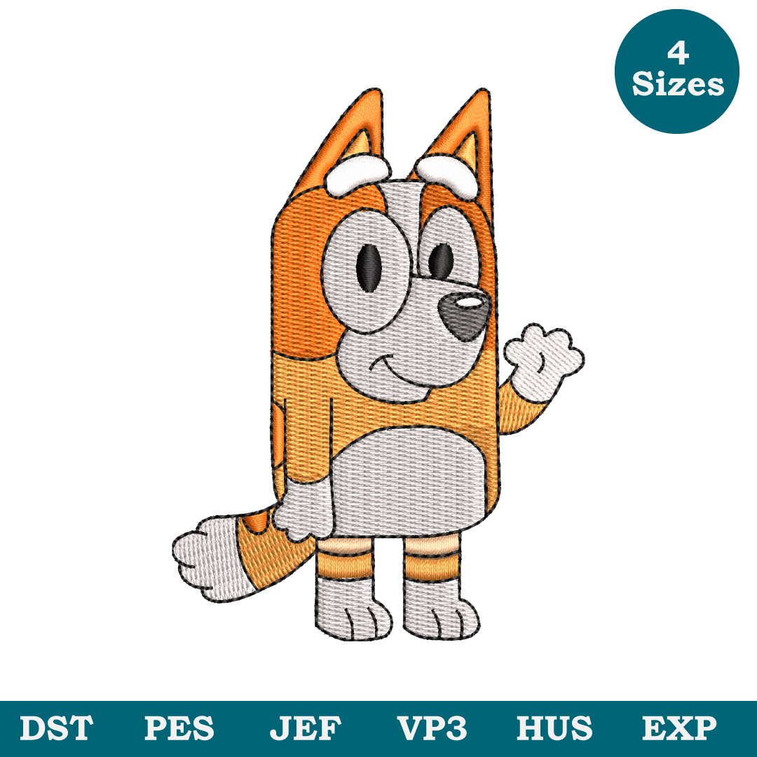 Bingo Heeler Embroidery, Bluey cartoon Embroidery, Embroider | Inspire ...