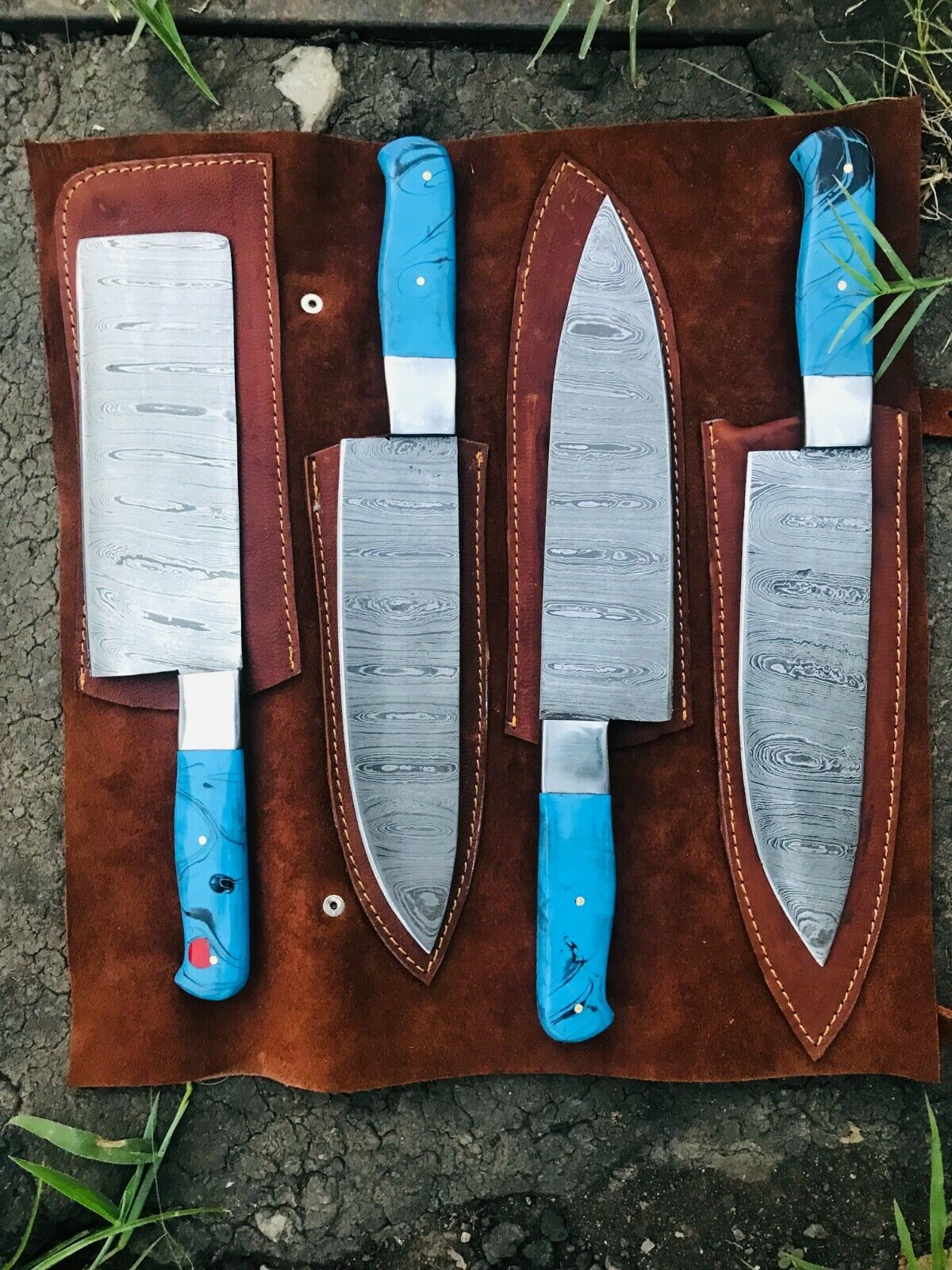 Custom Chef Knives: Damascus Steel Set for Ultimate BBQ Expe | Inspire ...