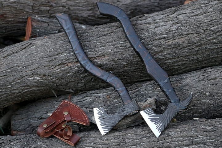 Black Damascus Viking Axe - Braided Axe Hatchet Throwing Axe - Inspire ...