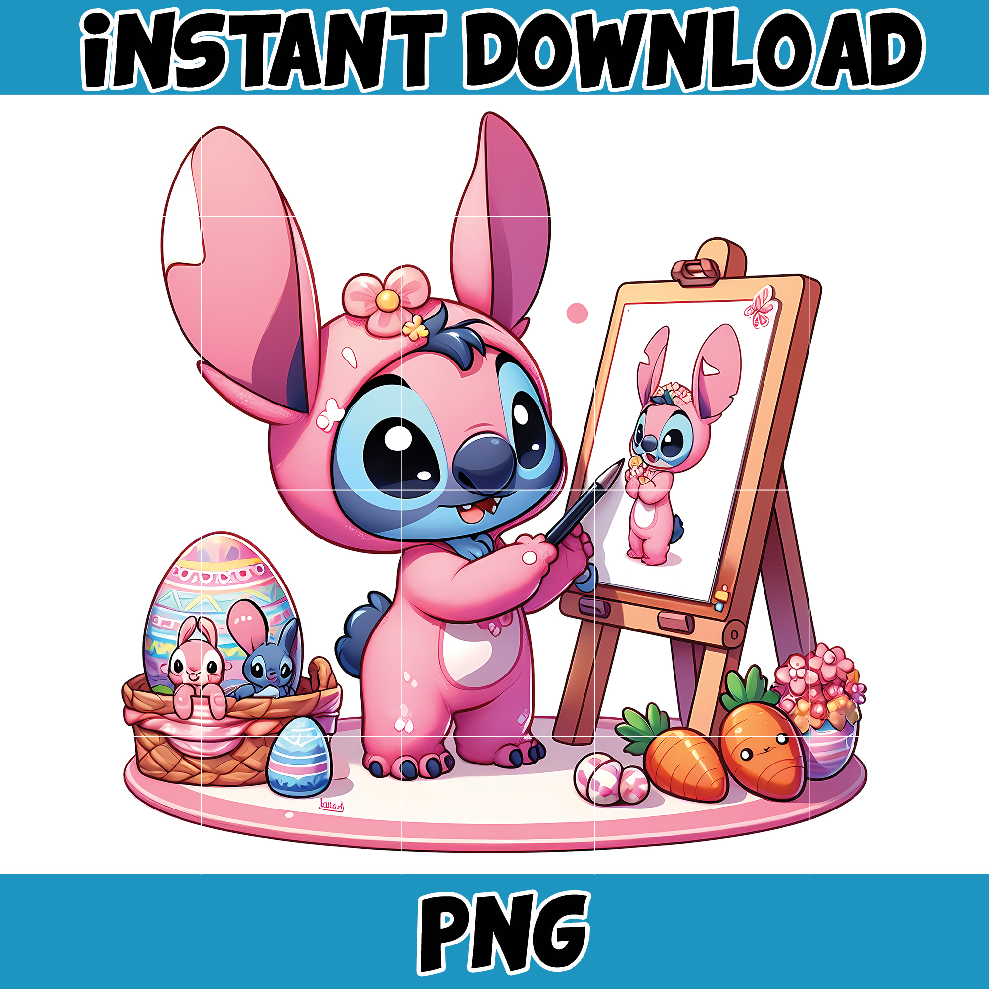 Pink Cartoon Stitch Png, Cartoon Easter Png, Stitch Easter, | Inspire ...