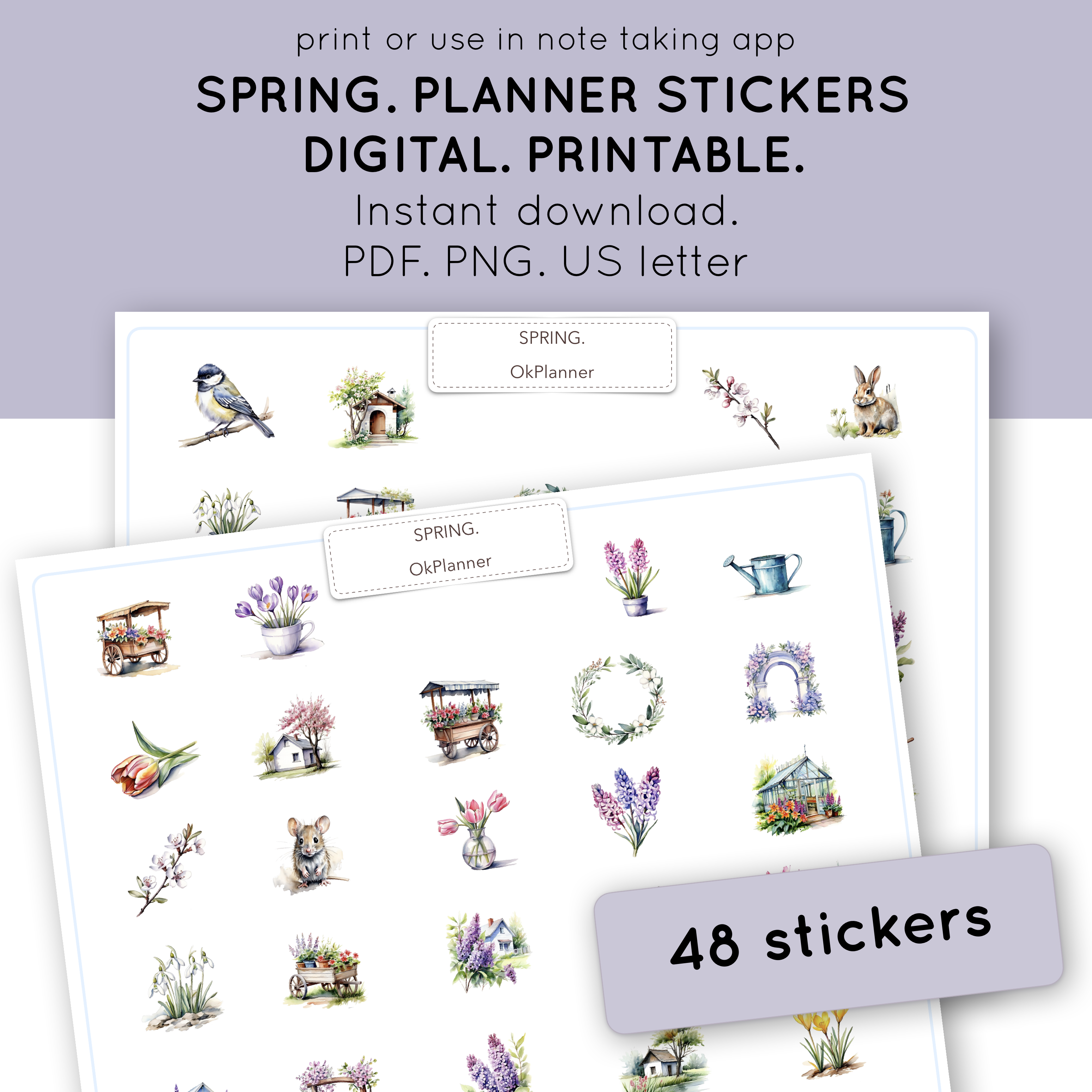 Spring Sticker pack for Digital Planners, Calendars, Postcar | Inspire ...