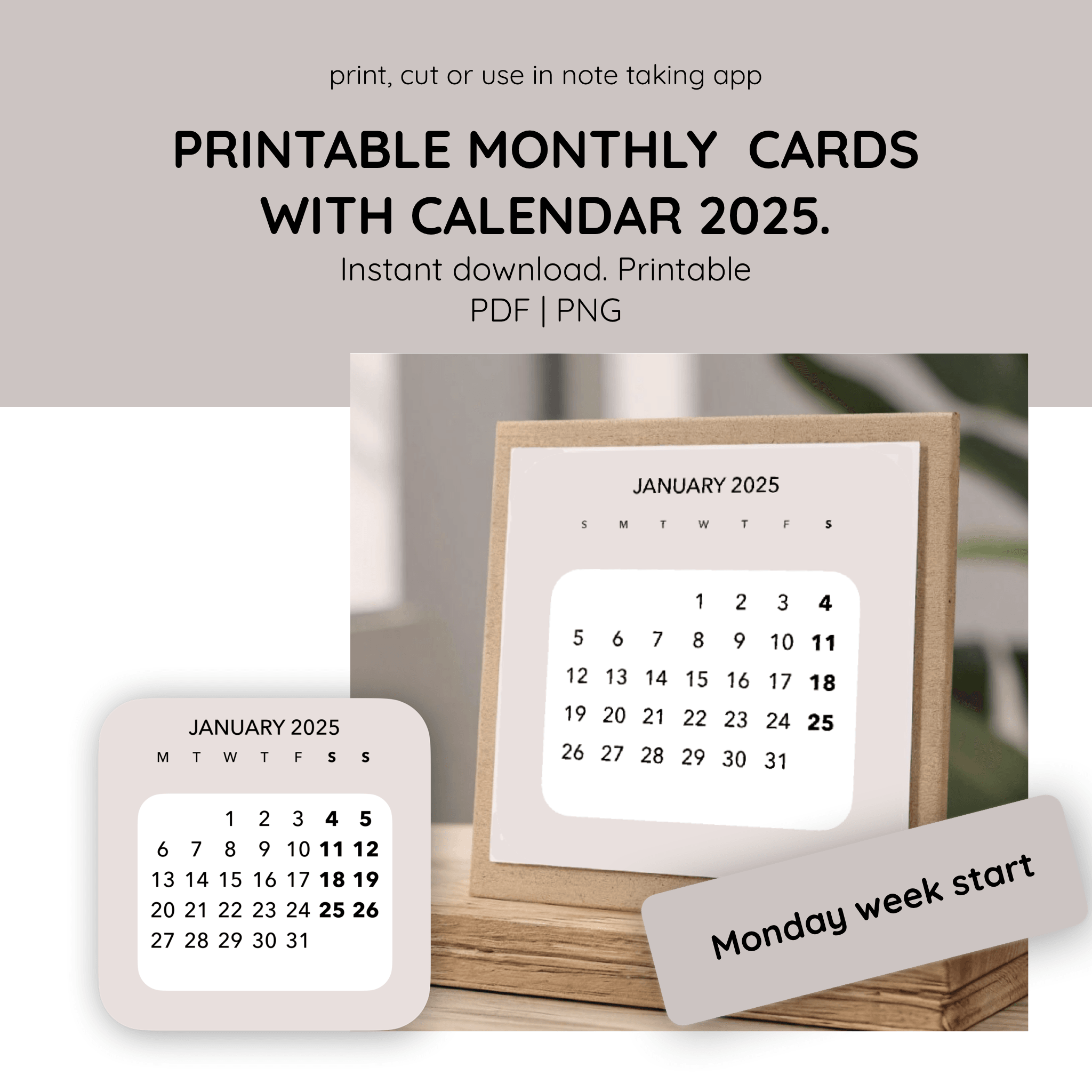 Printable Desk Calendar Monthly Cards. Craft Planner Divider | Inspire ...