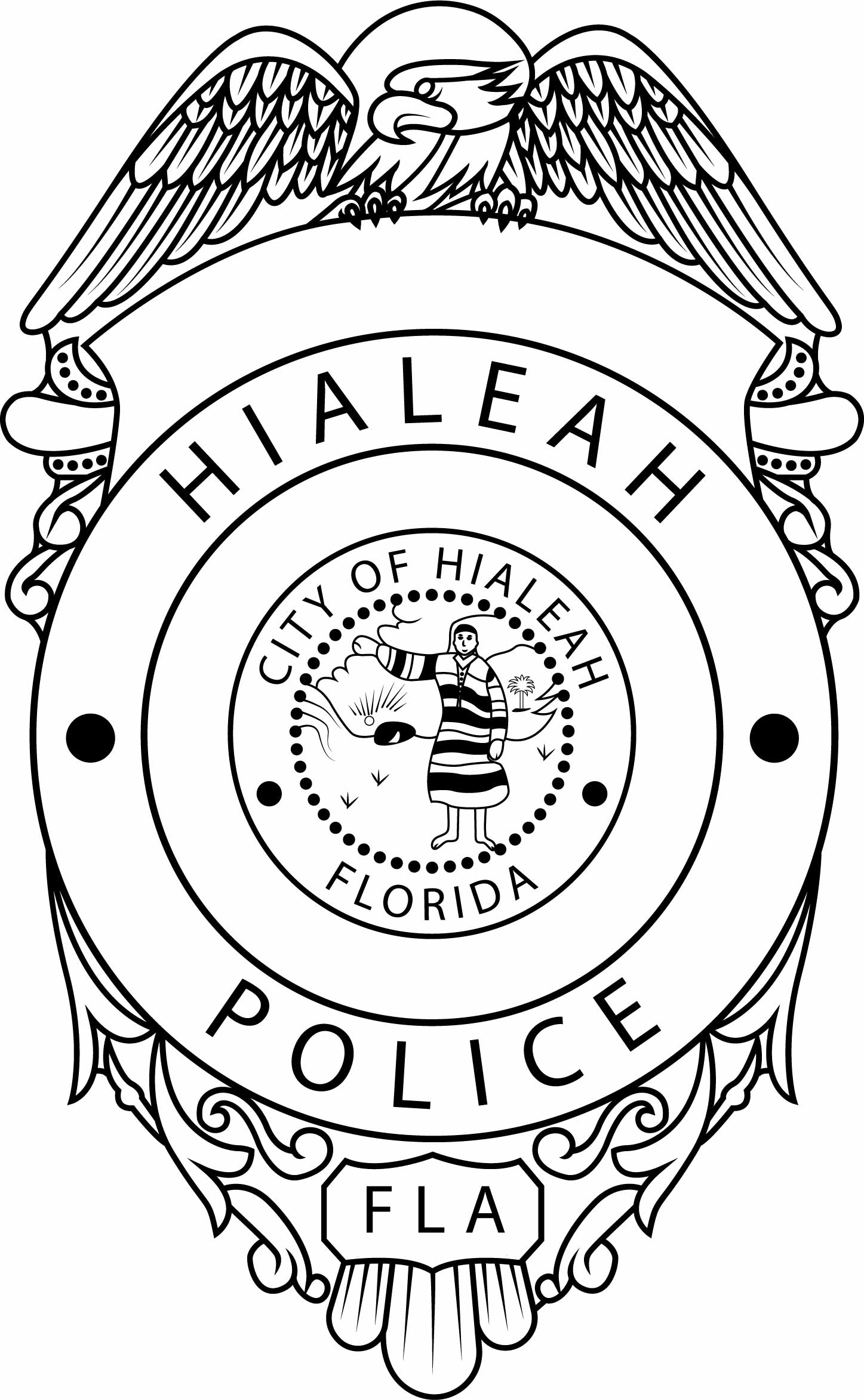 CITY OF HIALEAH POLICE BADGE VERSION 2 Black white vector o | Inspire ...