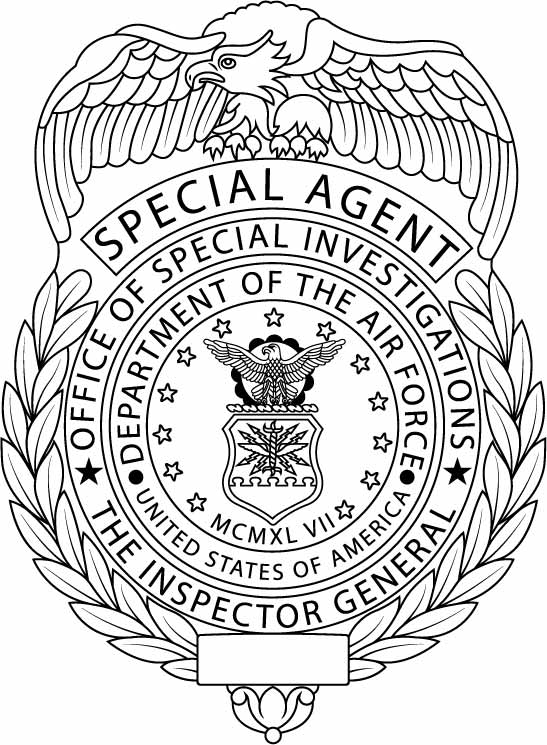 U.S AIR FORCE USAF OSI AGENT BADGE PATCH VECTOR FILE Black w | Inspire ...