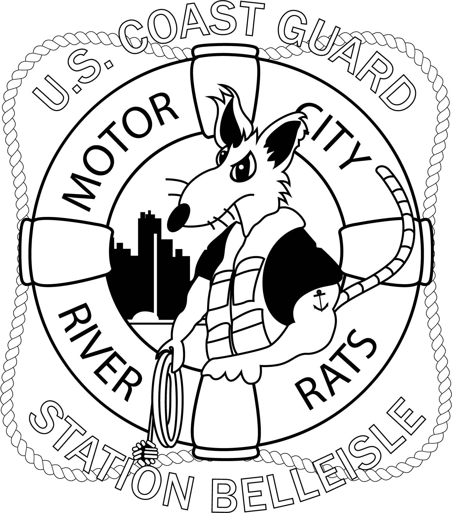 COAST GUARD STATION BELLE Isle INSIGNIA VECTOR FILE Black wh - Inspire ...