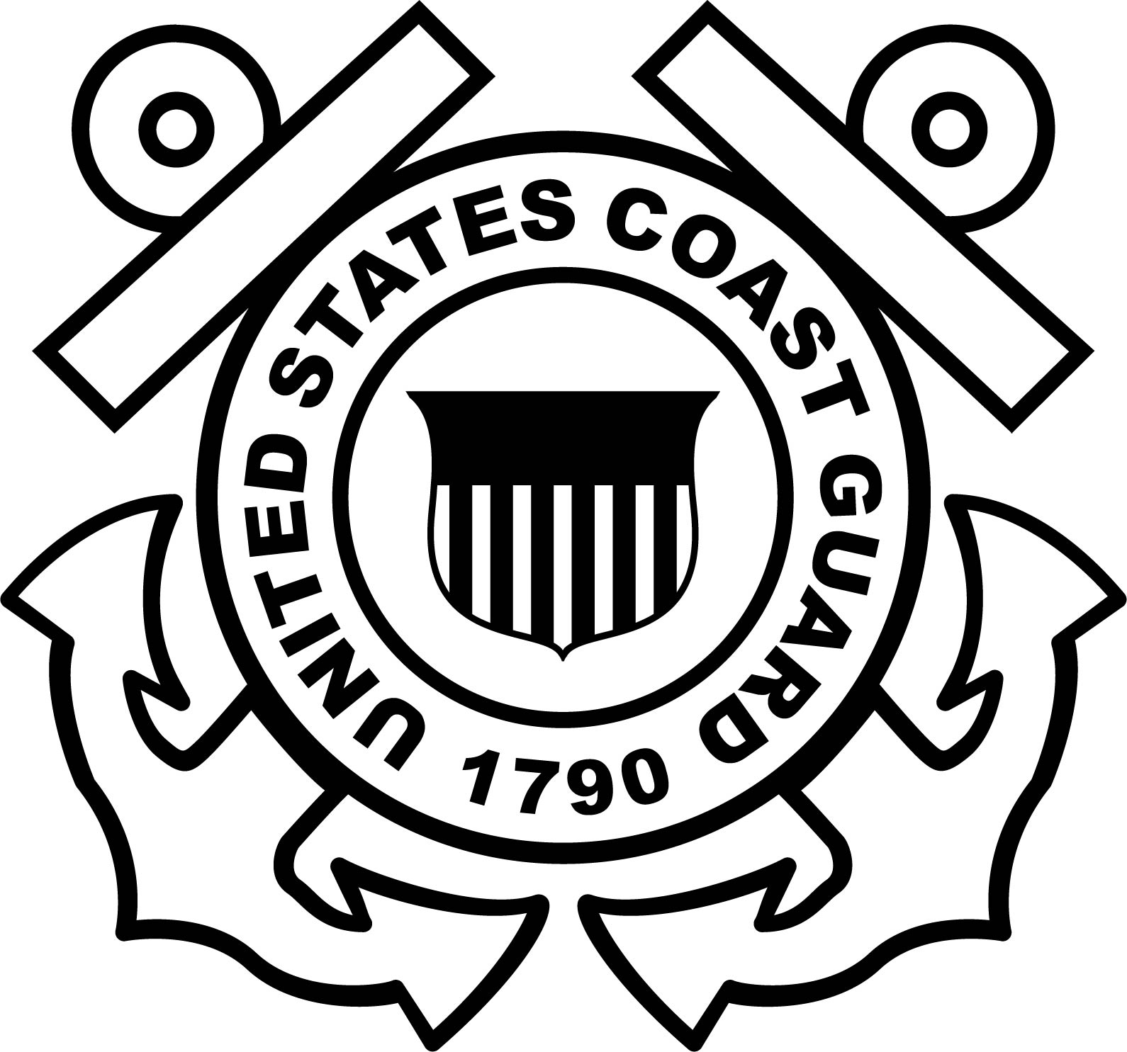 UNITED STATES COAST GUARD BADGE VECTOR FILE 2 Black white ve | Inspire ...
