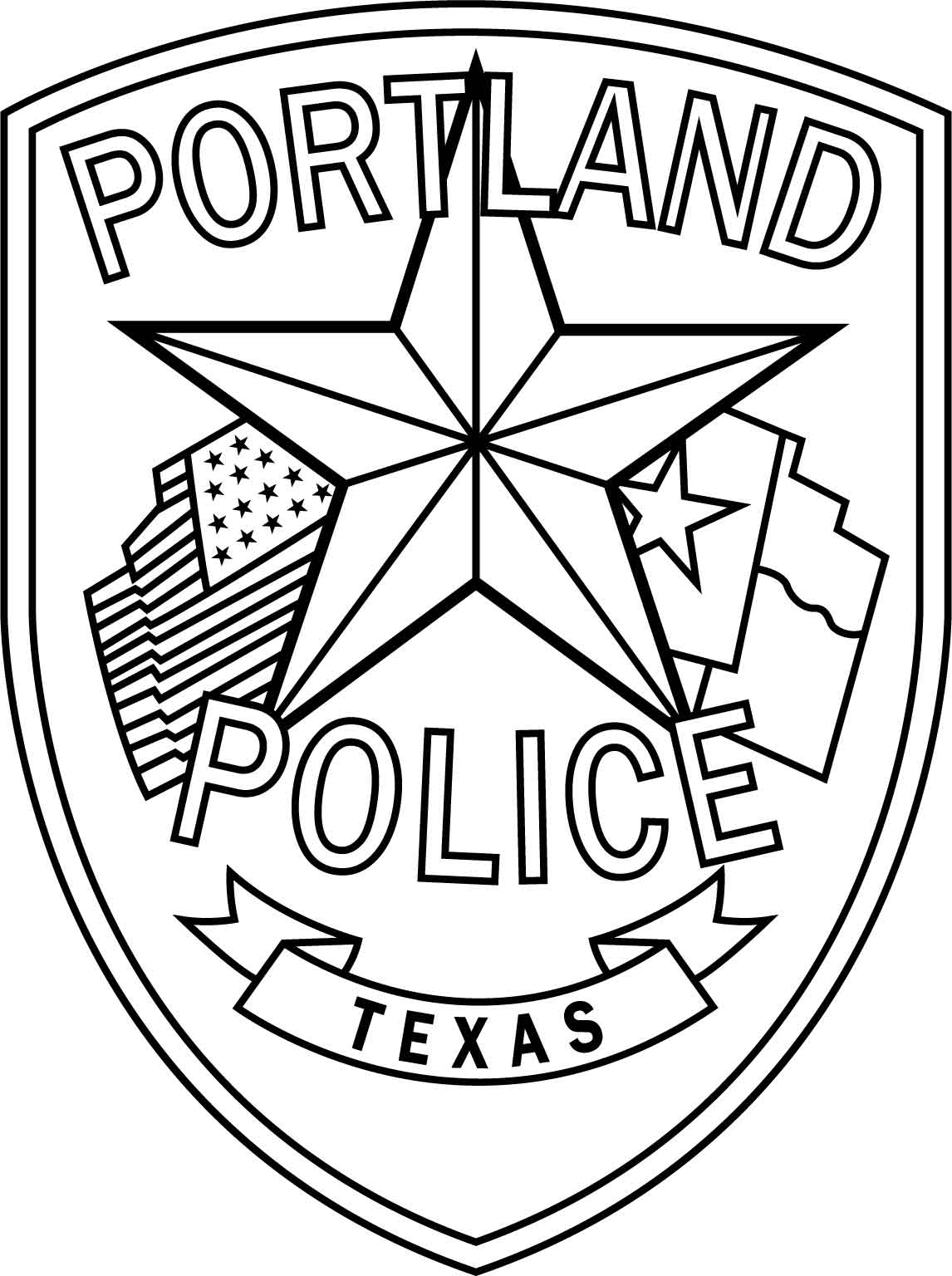 TEXAS PORTLAND POLICE PATCH VECTOR FILE 2 Black white vector | Inspire ...