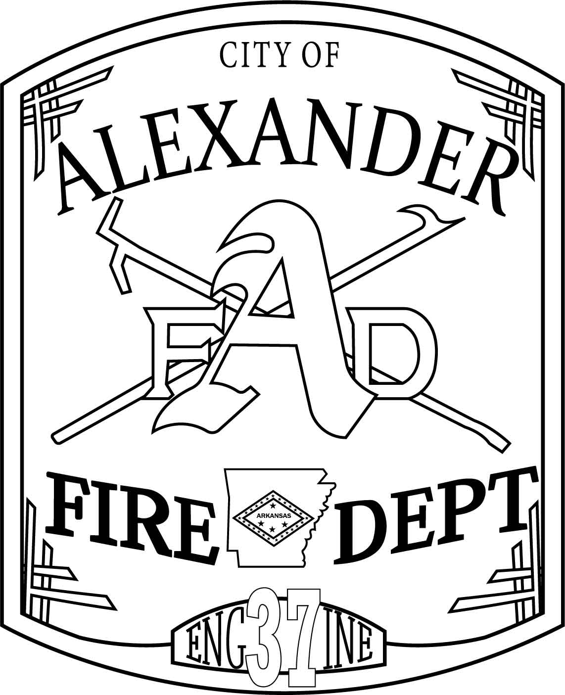 ALEXANDER FIRE DEPT PATCH VECTOR FILE Black white vector out - Inspire ...