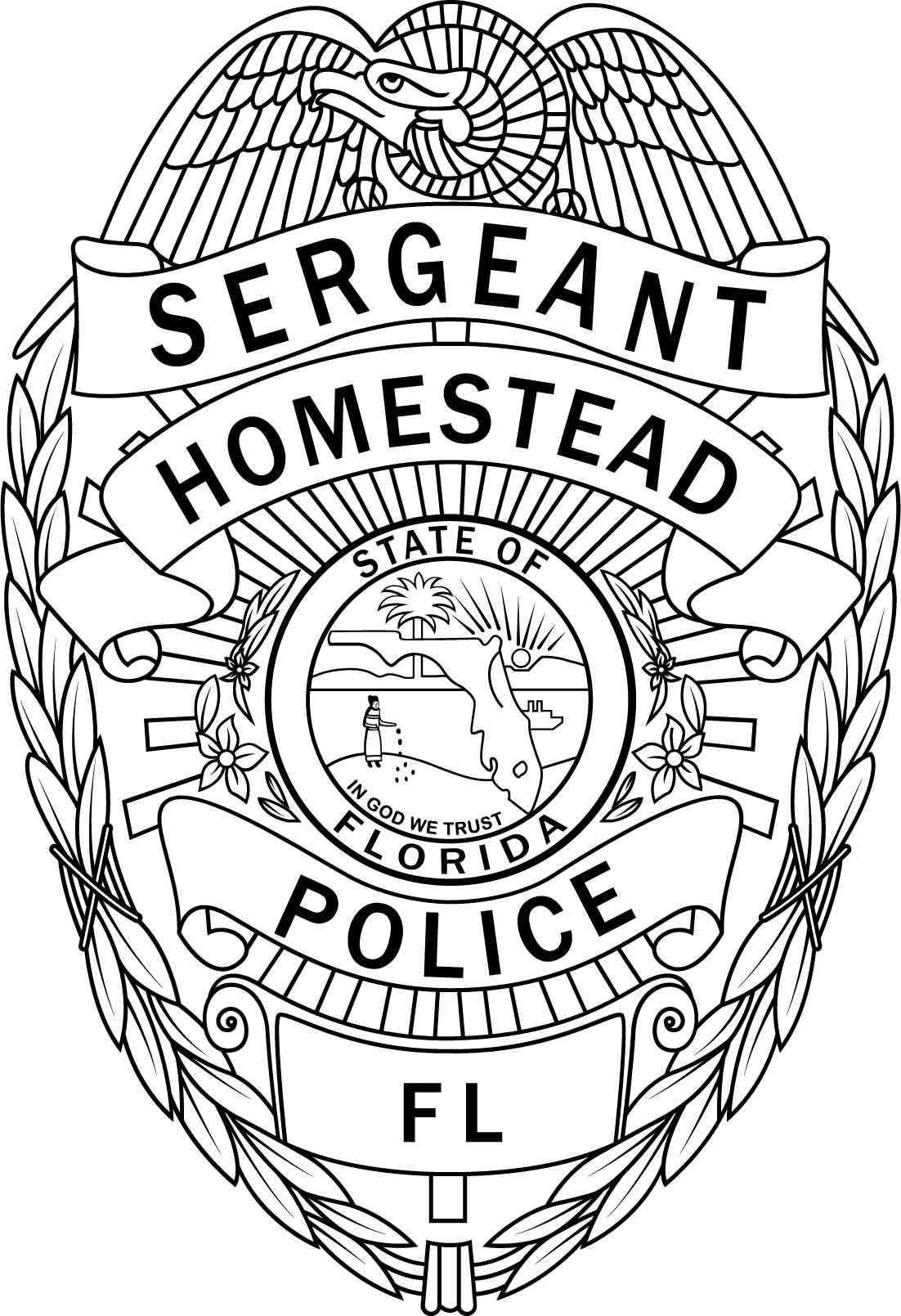 sergeant homestead florida police badge vector file Black wh | Inspire ...