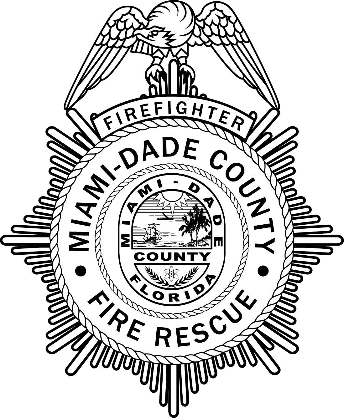 MIAMI DADE FIREFIGHTER BADGE VECTOR FILE Black white vector | Inspire ...
