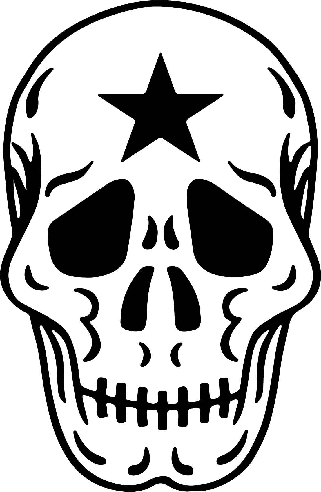 Skull With Star vector file vector file Black white vector o | Inspire ...