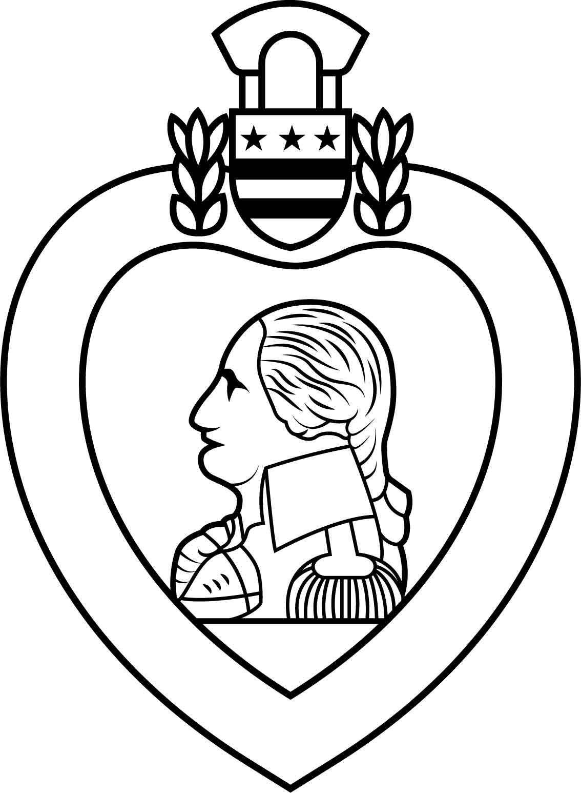 PURPLE HEART MEDAL VECTOR FILE 2 Black white vector outline | Inspire ...