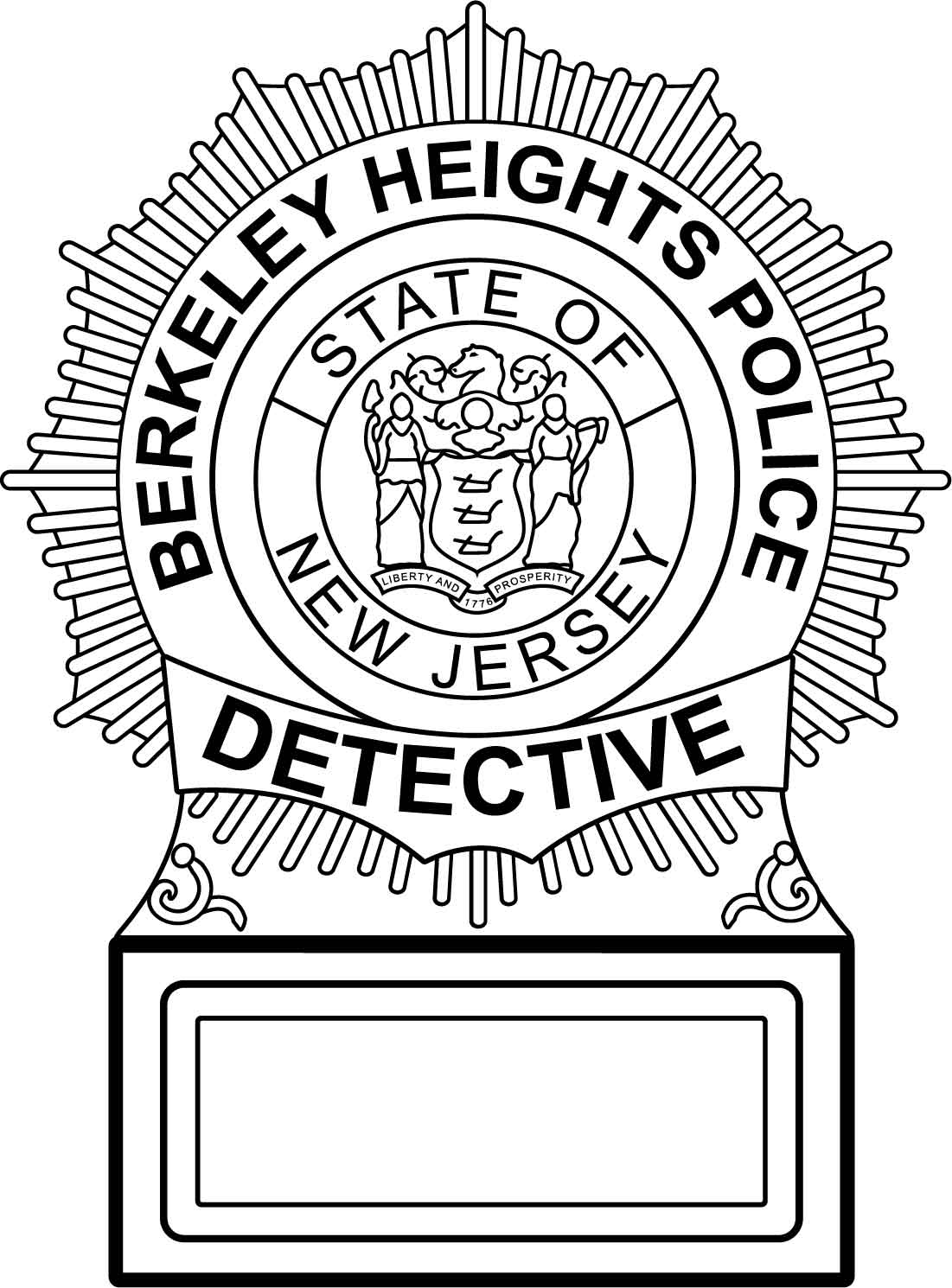 BERKELEY HEIGHTS POLICE DETECTIVE NJ BADGE VECTOR FILE Black | Inspire ...