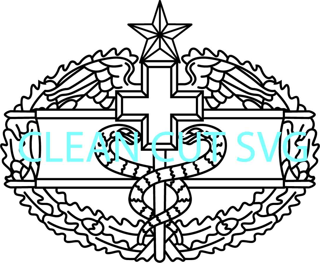 US Army Combat Medical Badge 2nd Award Vector File Black whi | Inspire ...