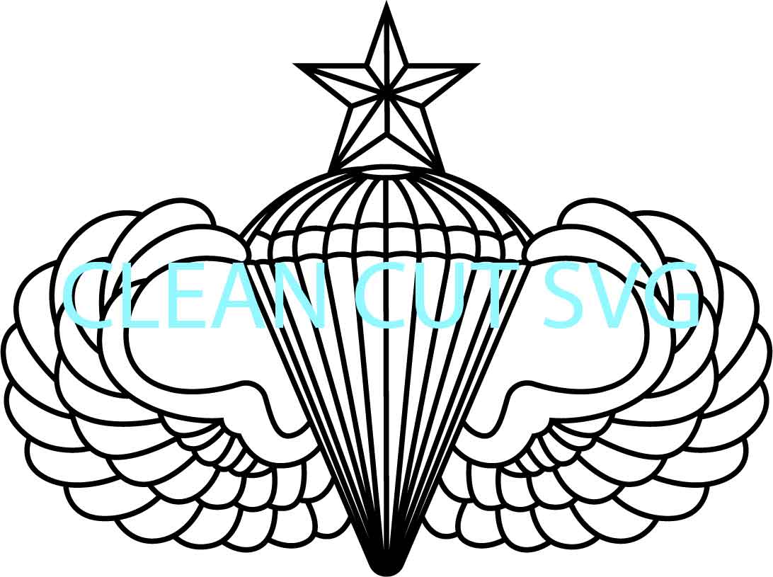 US Army Senior Parachutist Badge Vector File Black white vec | Inspire ...