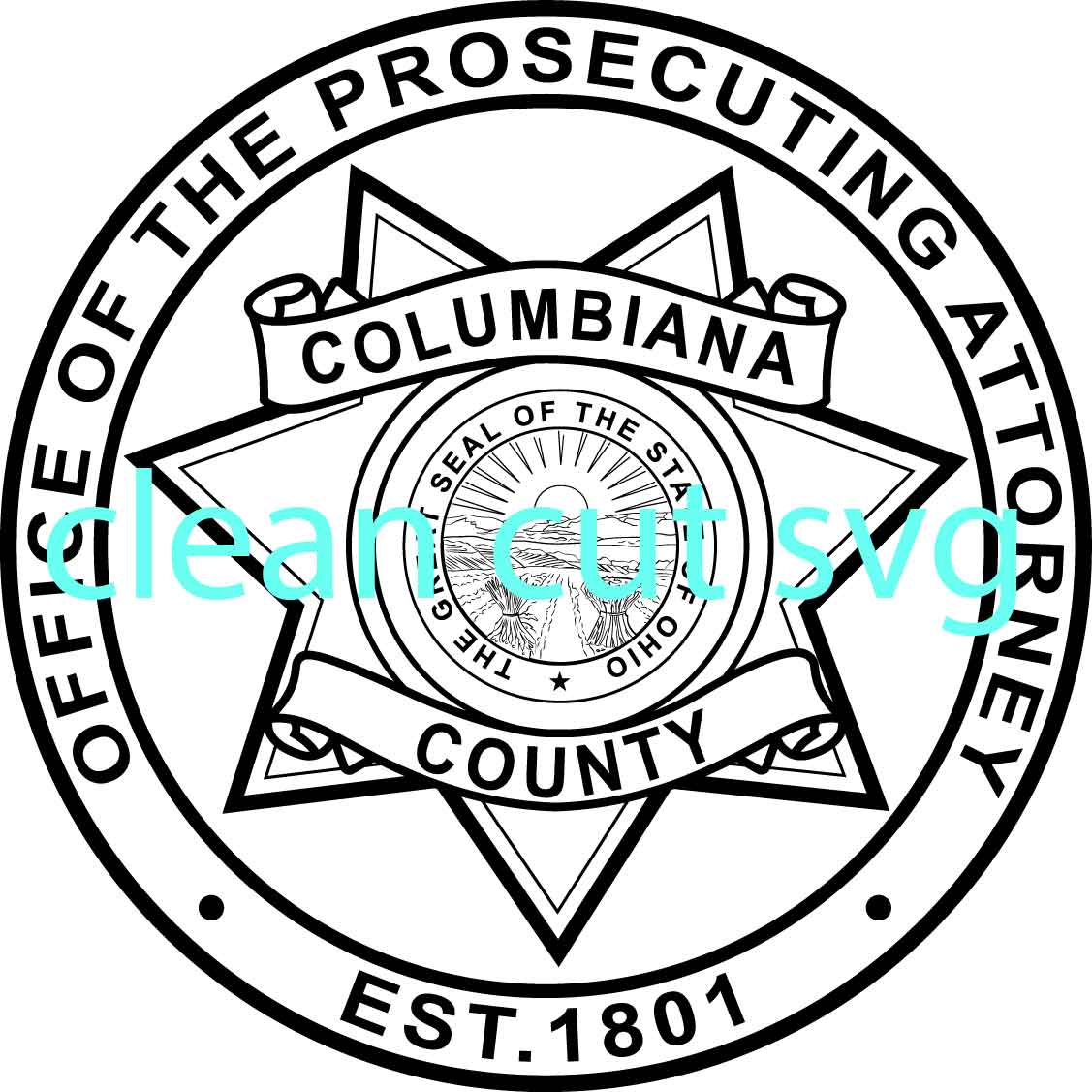 Columbiana Prosecutor ohio badge vector file Black white vec | Inspire ...