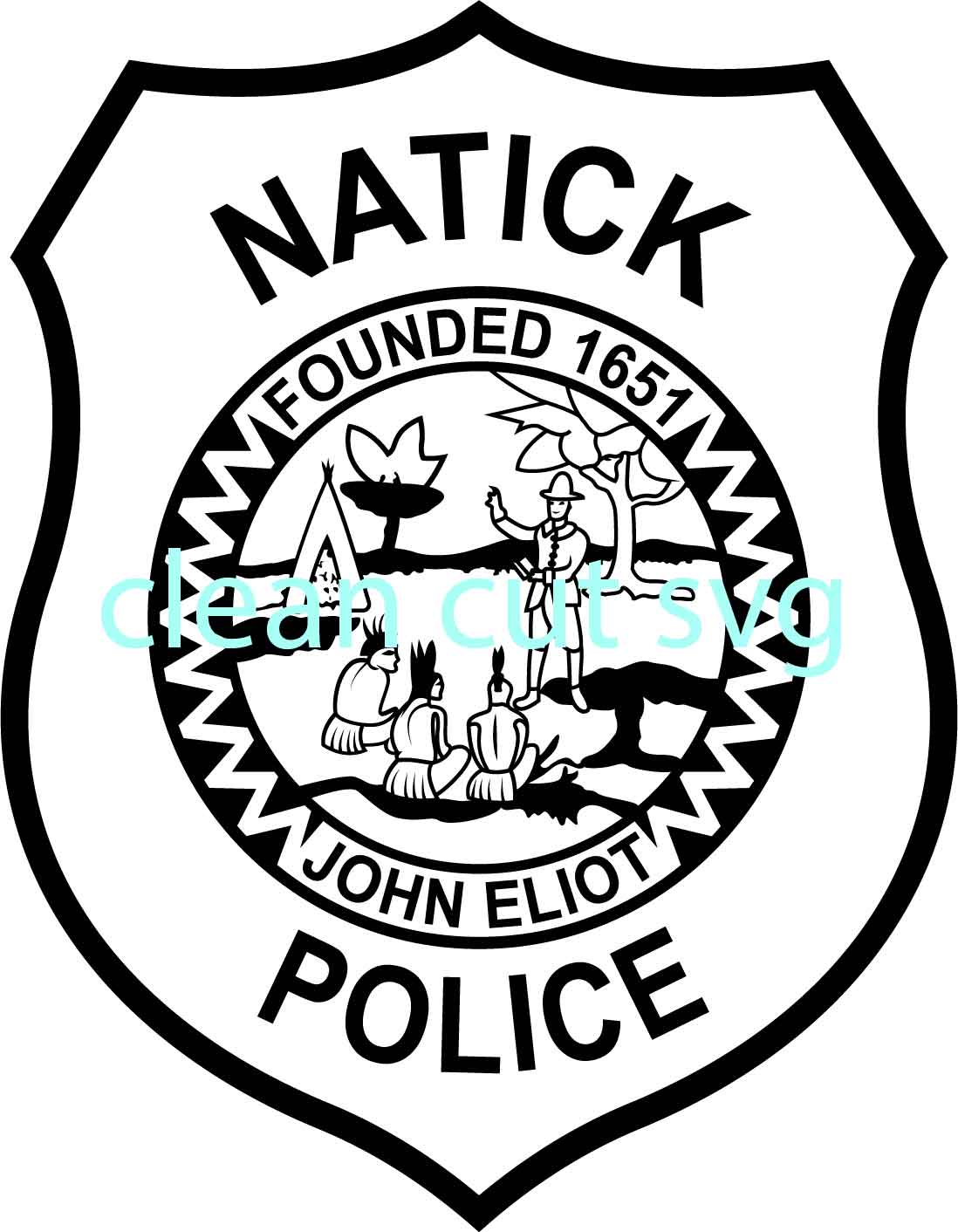 Natick Police patch vector file 2 Black white vector outline | Inspire ...
