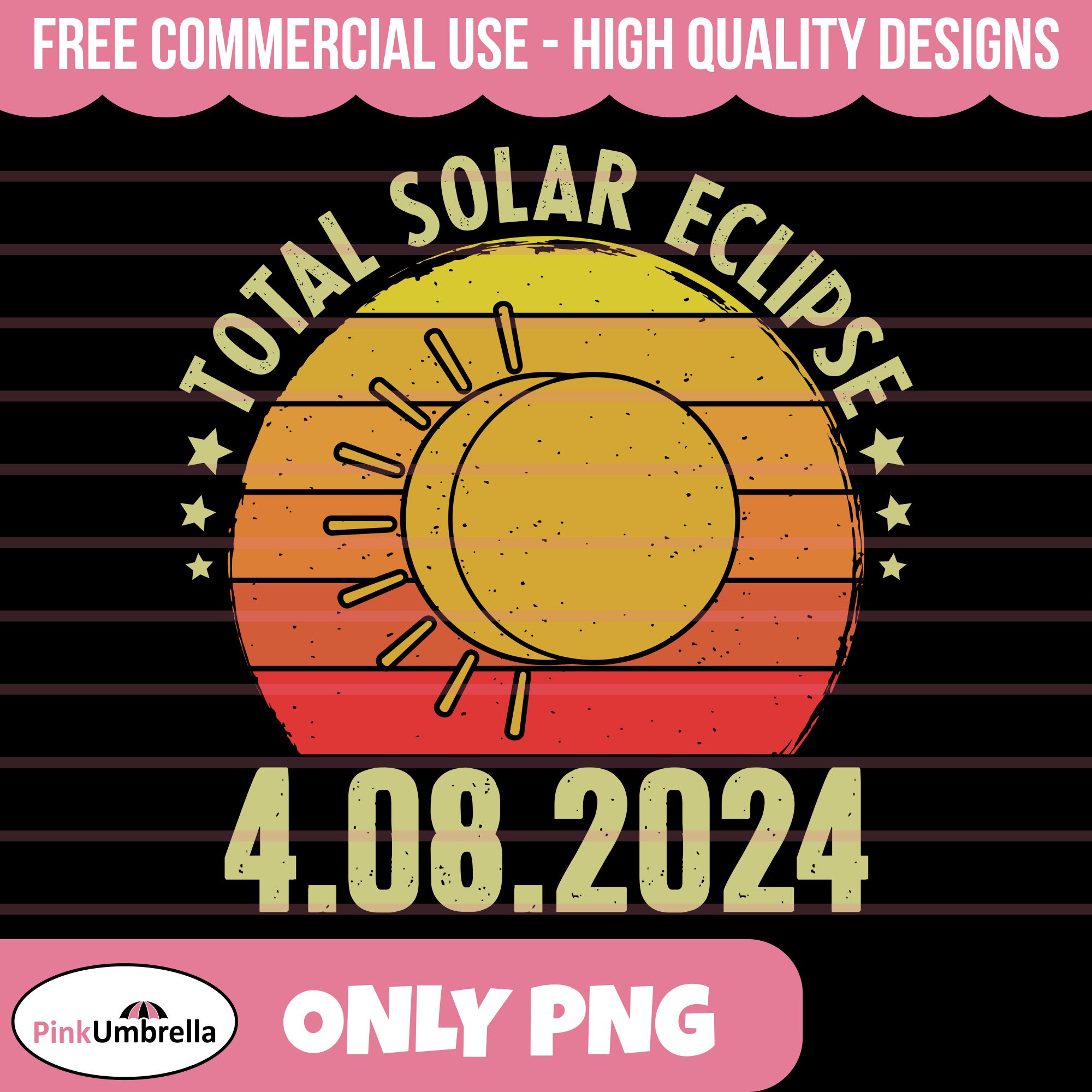 Totality Solar Eclipse 2024 png, America Retro Total Eclipse | Inspire Uplift