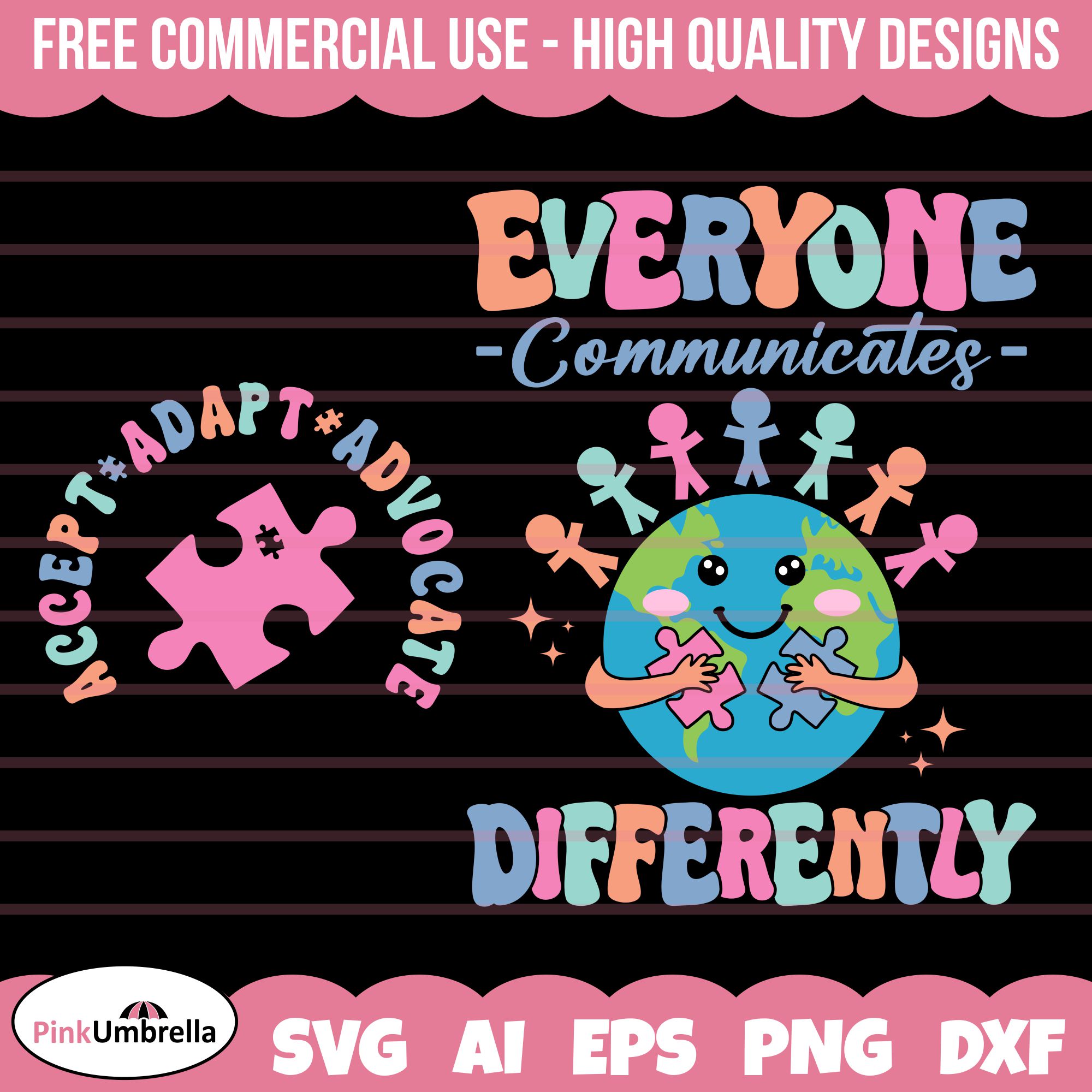 Everyone Communicates Differently Svg png, Autism Awareness | Inspire ...