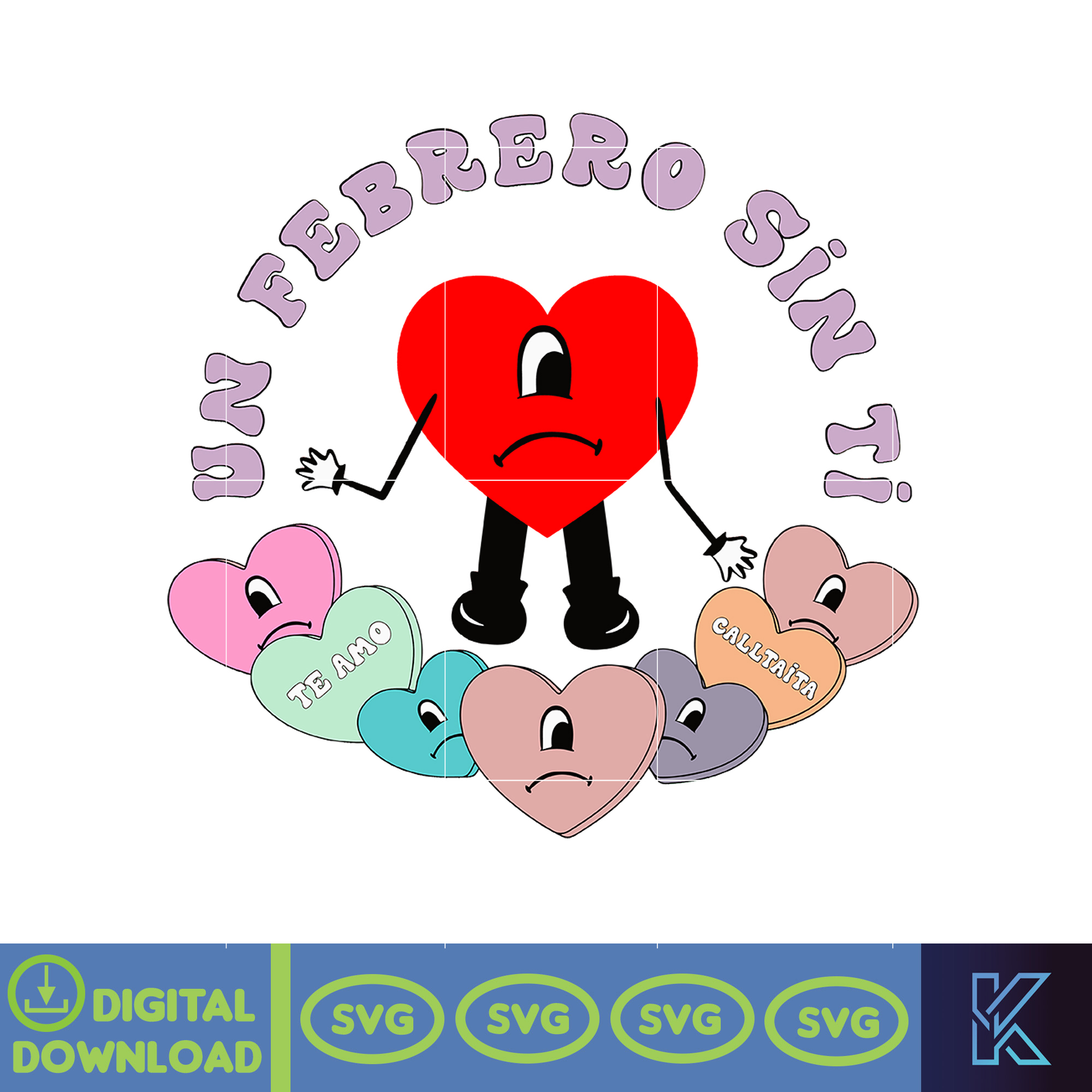 Bad Bunny Valentines Day Svg, Benito Svg, Un Valentina Sin T | Inspire ...