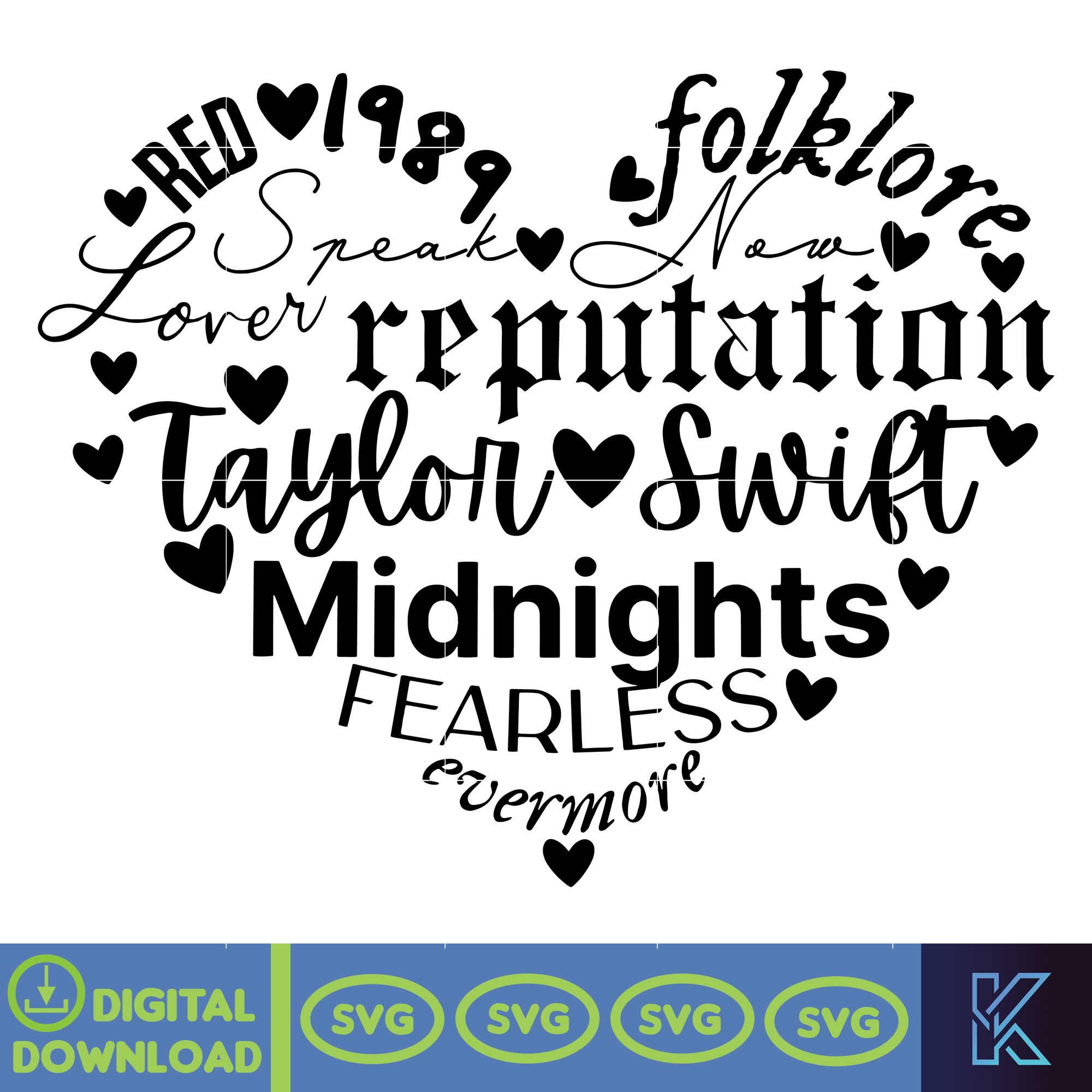 Taylor Swift Album Heart Svg, Taylor Svg, The Eras Tour, Tay | Inspire ...