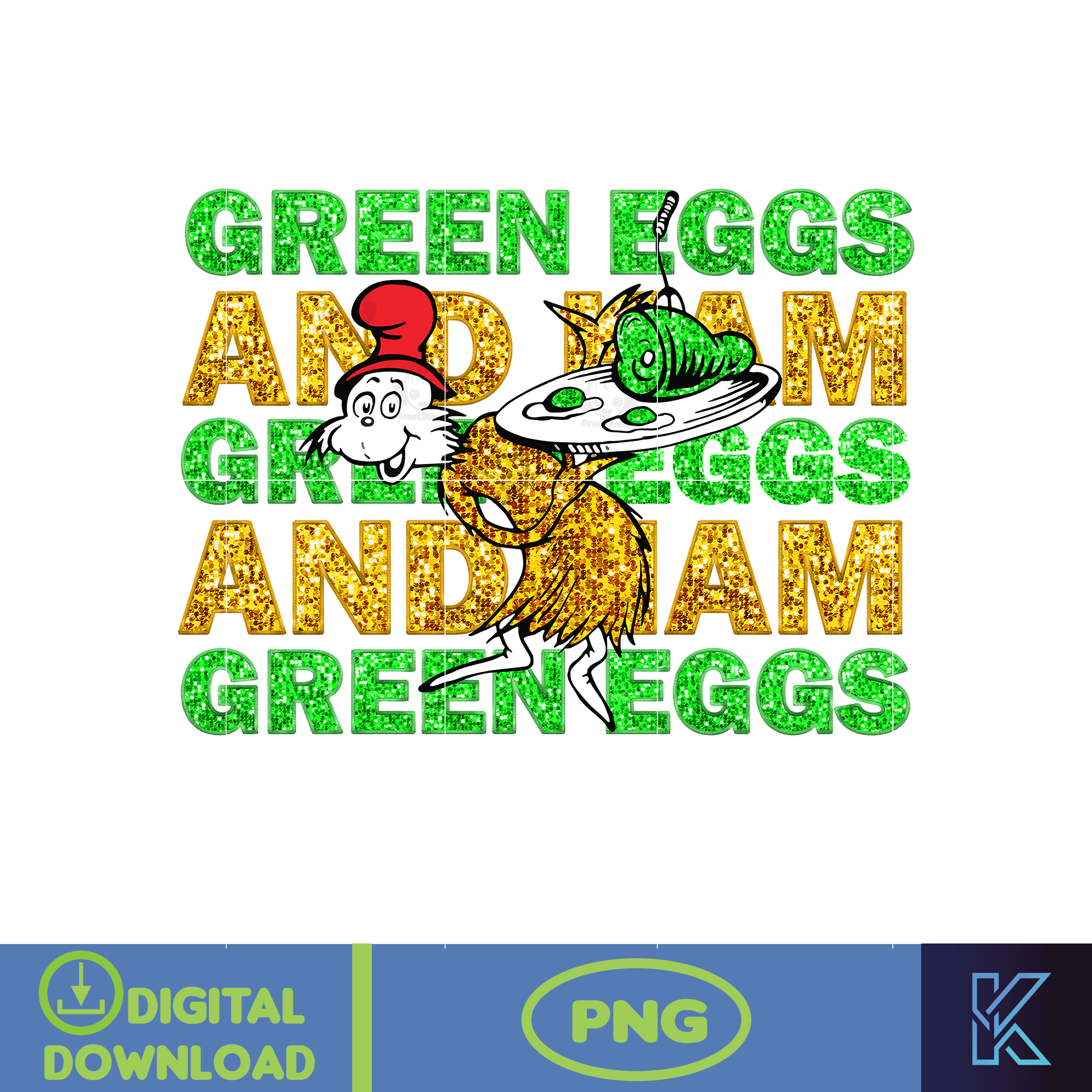 Glitter Green Egg And Ham Png, Read Across America Png, Scho - Inspire ...
