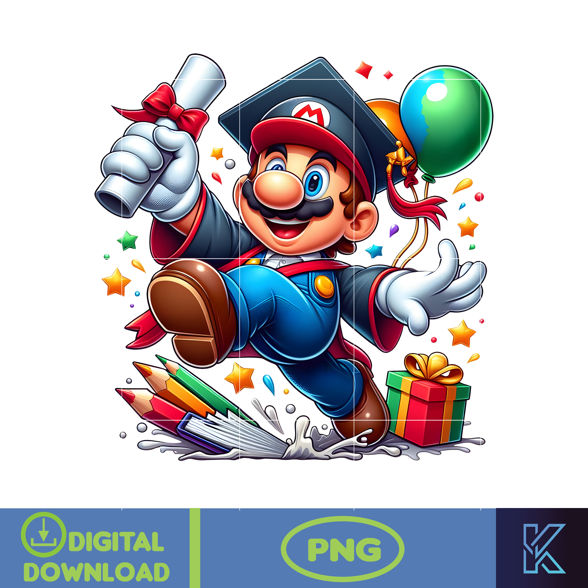 Cartoon Mario Graduation 2024 Png, Cartoon Graduate Png, DN - Inspire ...