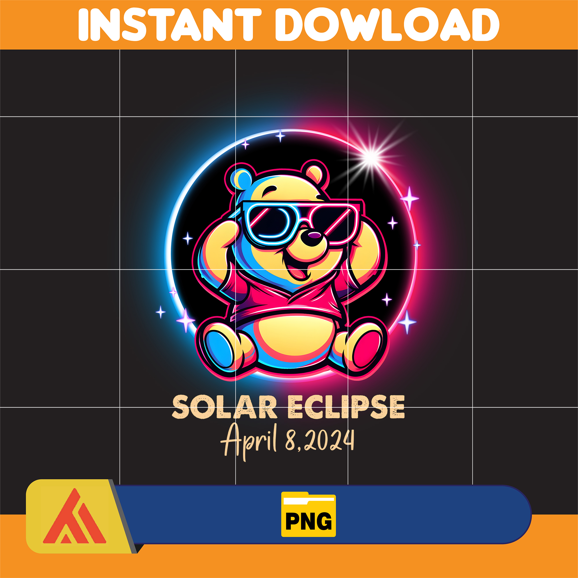 Cartoon Pooh Solar Eclipse April 8. 2024 Png, Cartoon Total | Inspire Uplift