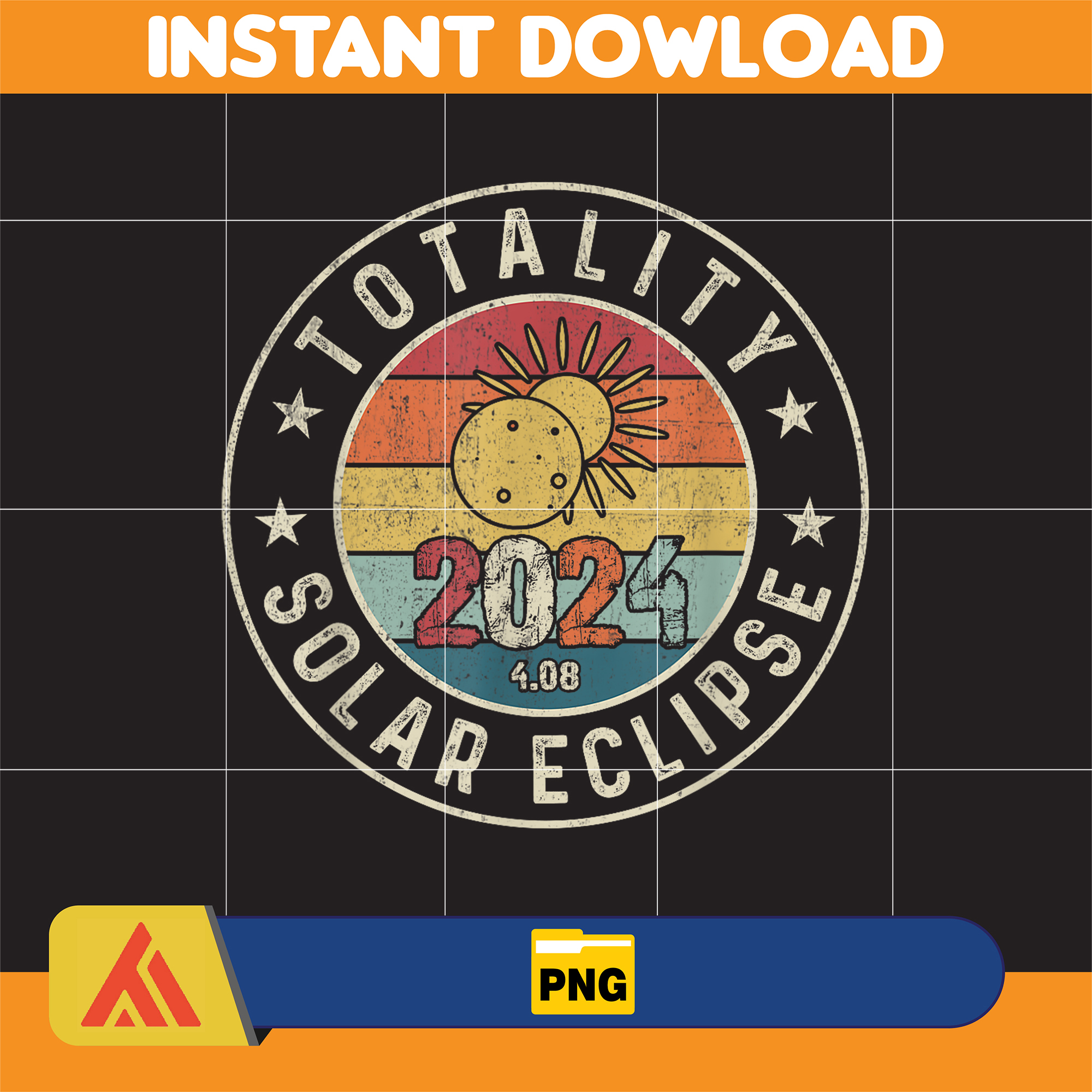 Solar Eclipse 2024 Png, Retro Style Path of Totality 2024Png - Inspire ...