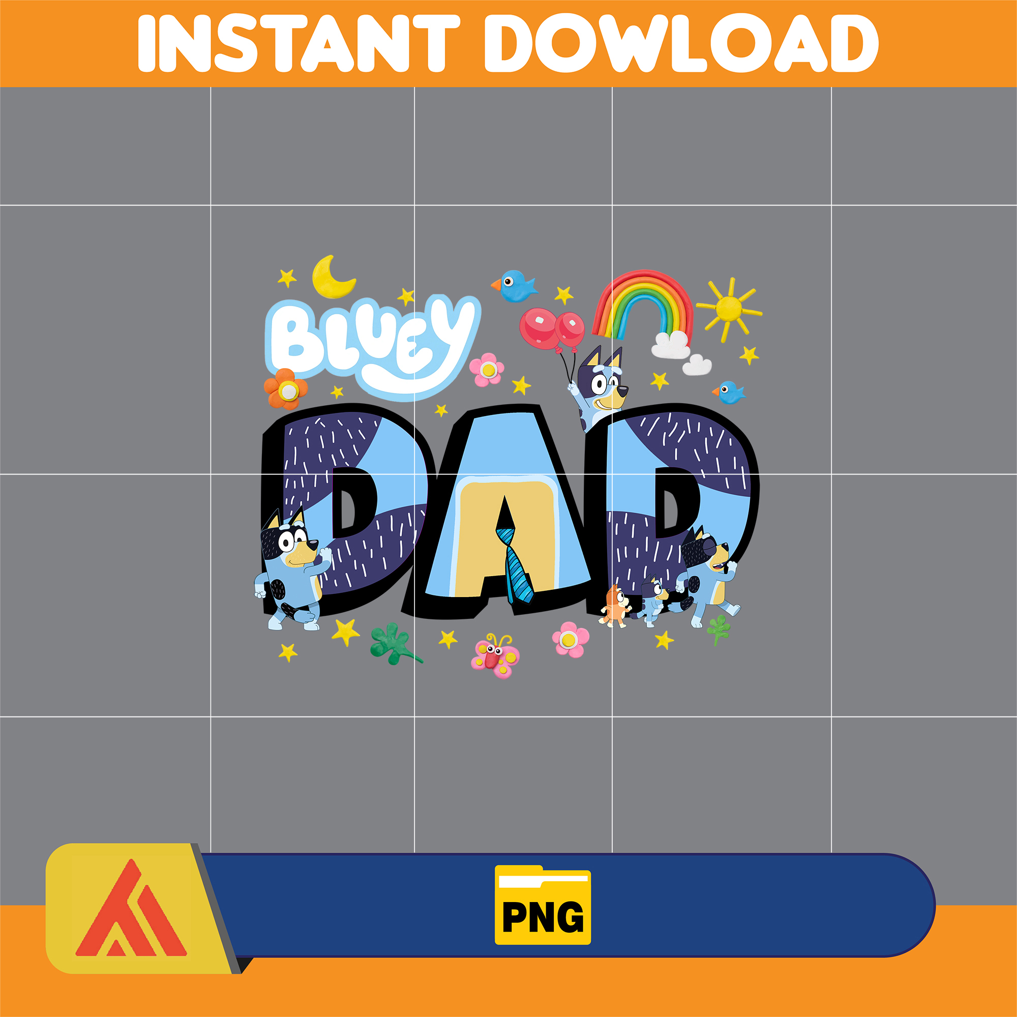 Bluey Dad Png, Cartoon Dad Png, Characters Letters Png, Dood | Inspire ...