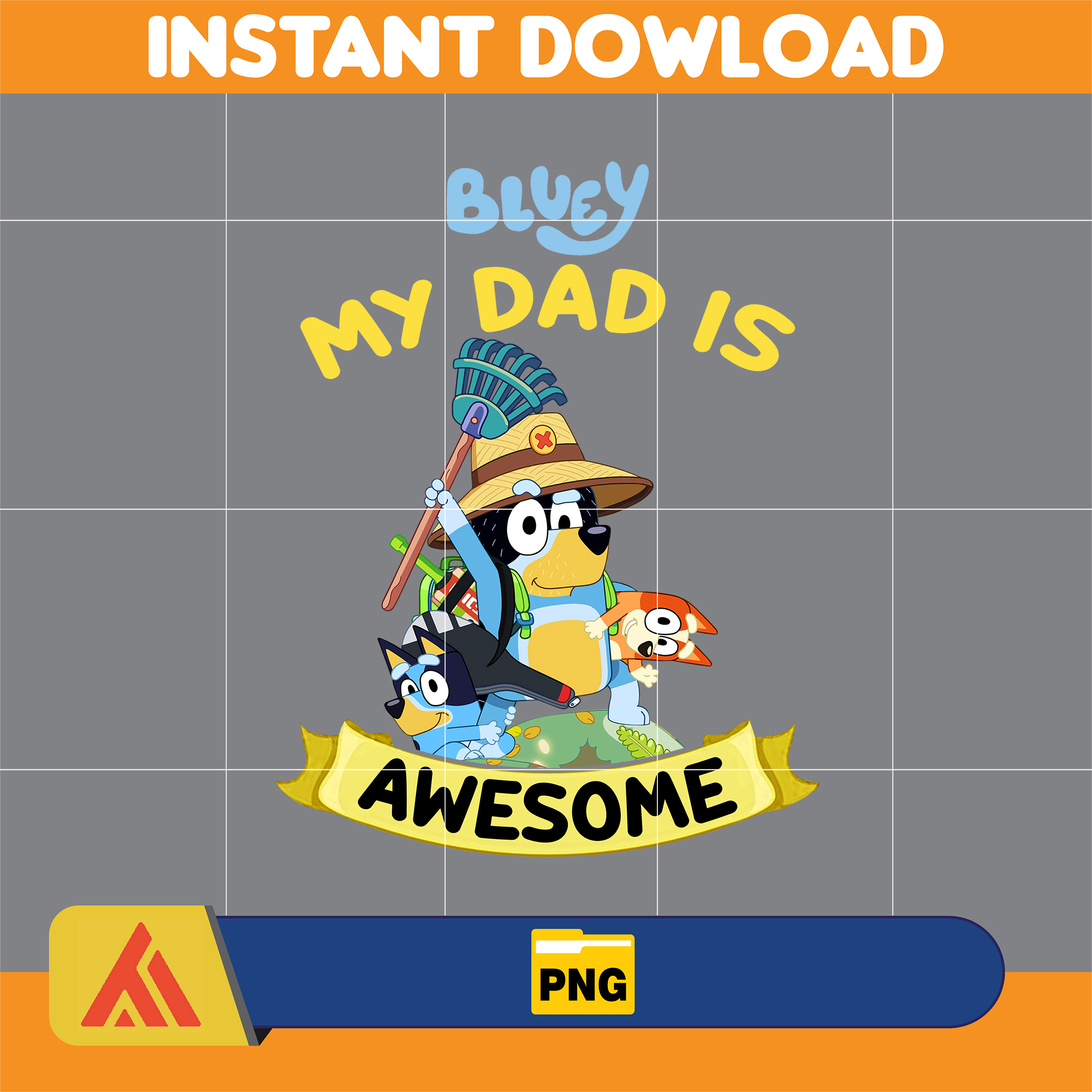 Bluey My Dad Is Awesome Png, Bluey Family Png, Bluey Bingo D | Inspire ...