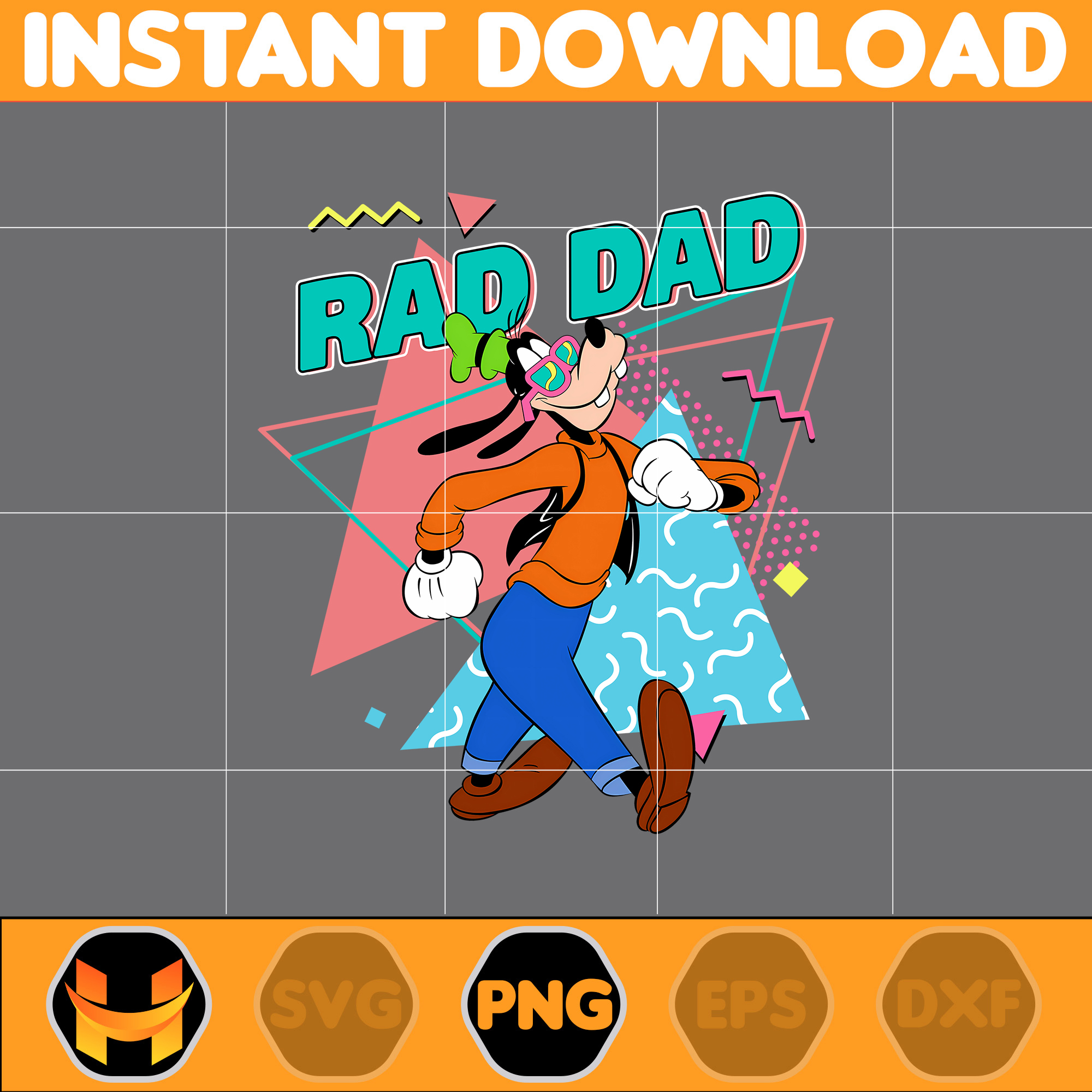 Rad Dad Goofy Png, Cartoon Rad Dad Png, Father's Day Png, Mo - Inspire ...