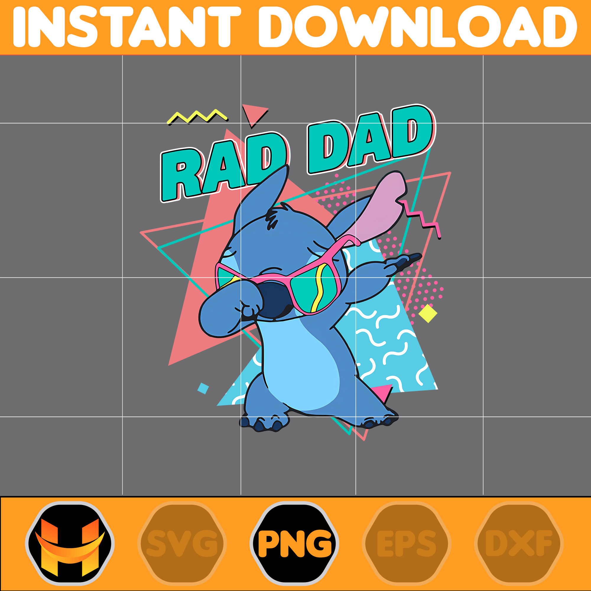 Rad Dad Stitch Png, Cartoon Rad Dad Png, Father's Day Png, M - Inspire ...