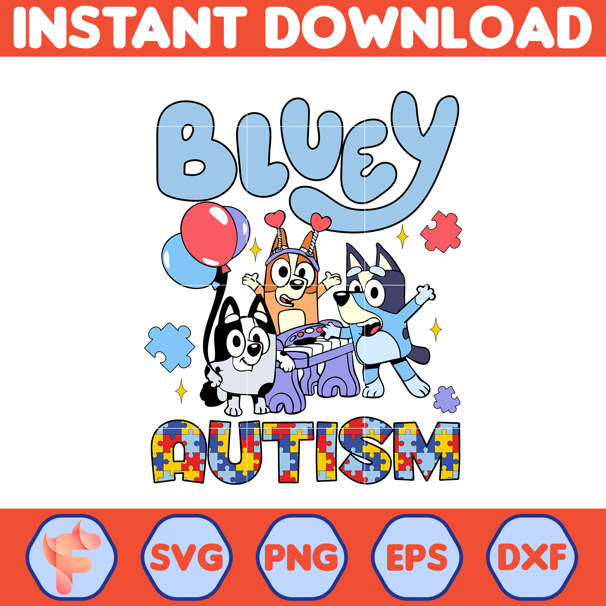 Autism Bluey Puzzle, Funny Dog And Friends, Character Cartoo | Inspire ...