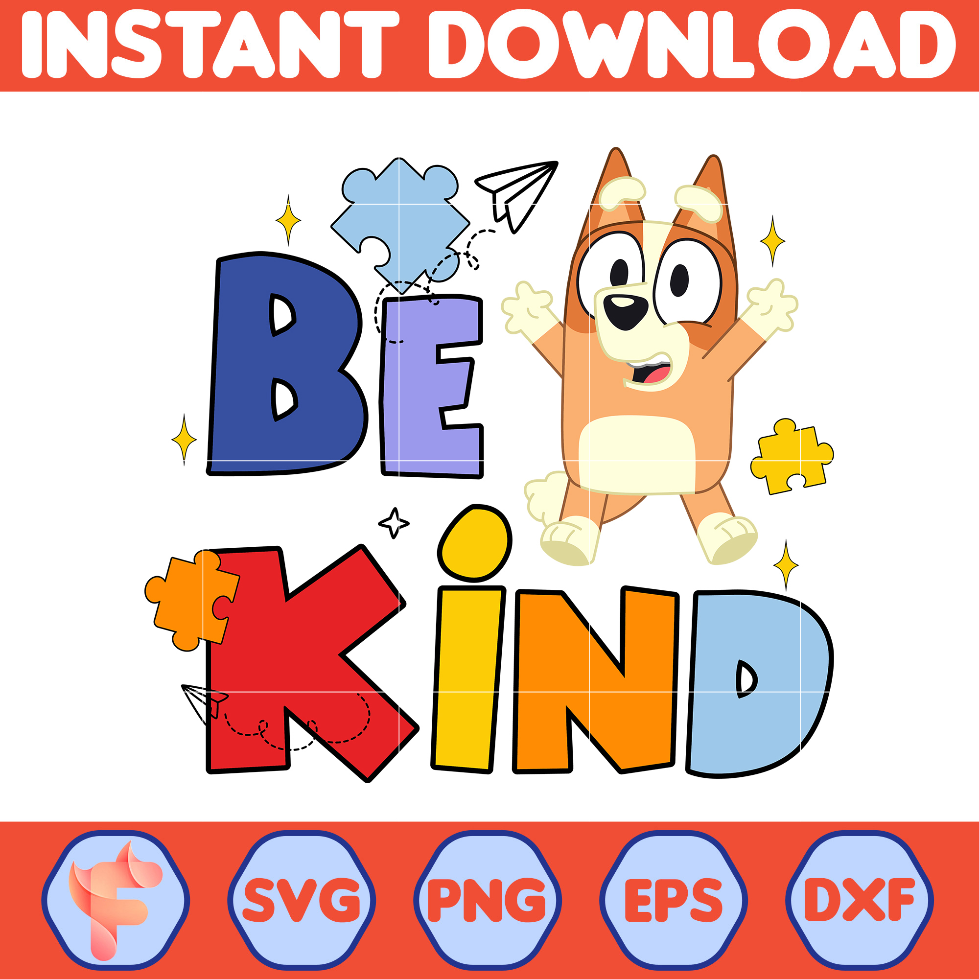 Bluey Be Kind Autism Svg, Funny Dog And Friends, Character C | Inspire ...