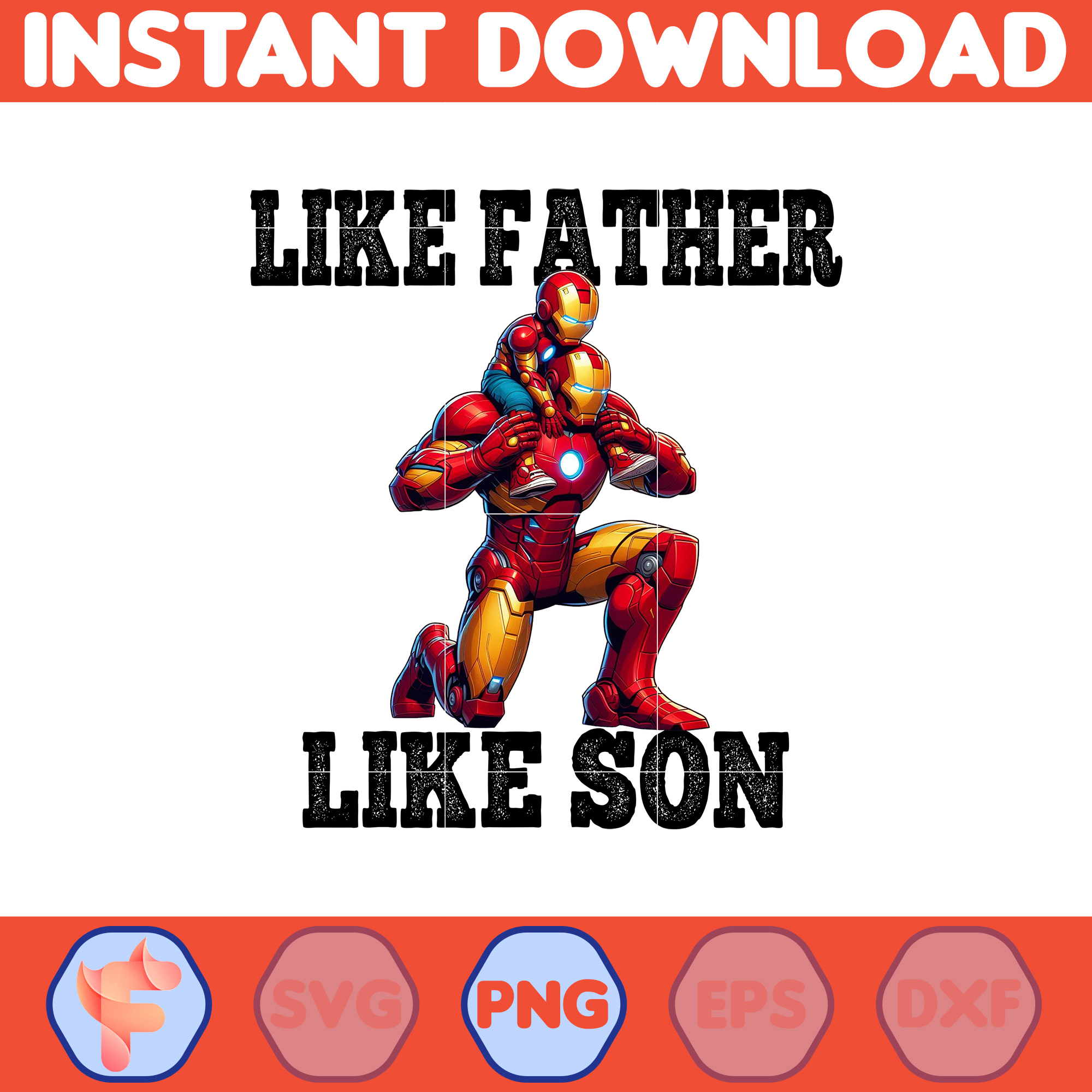 Iron Man Dad And Son Png, Father's Day Png, Superhero Dad Pn | Inspire ...